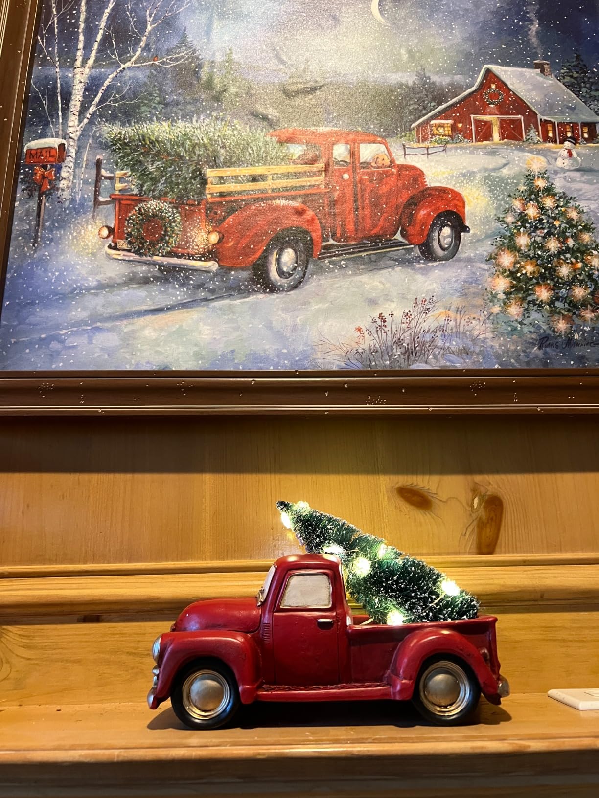 Amazon.com: Magicalrays Vintage Red Truck Christmas Décor, 11.5" Large ...