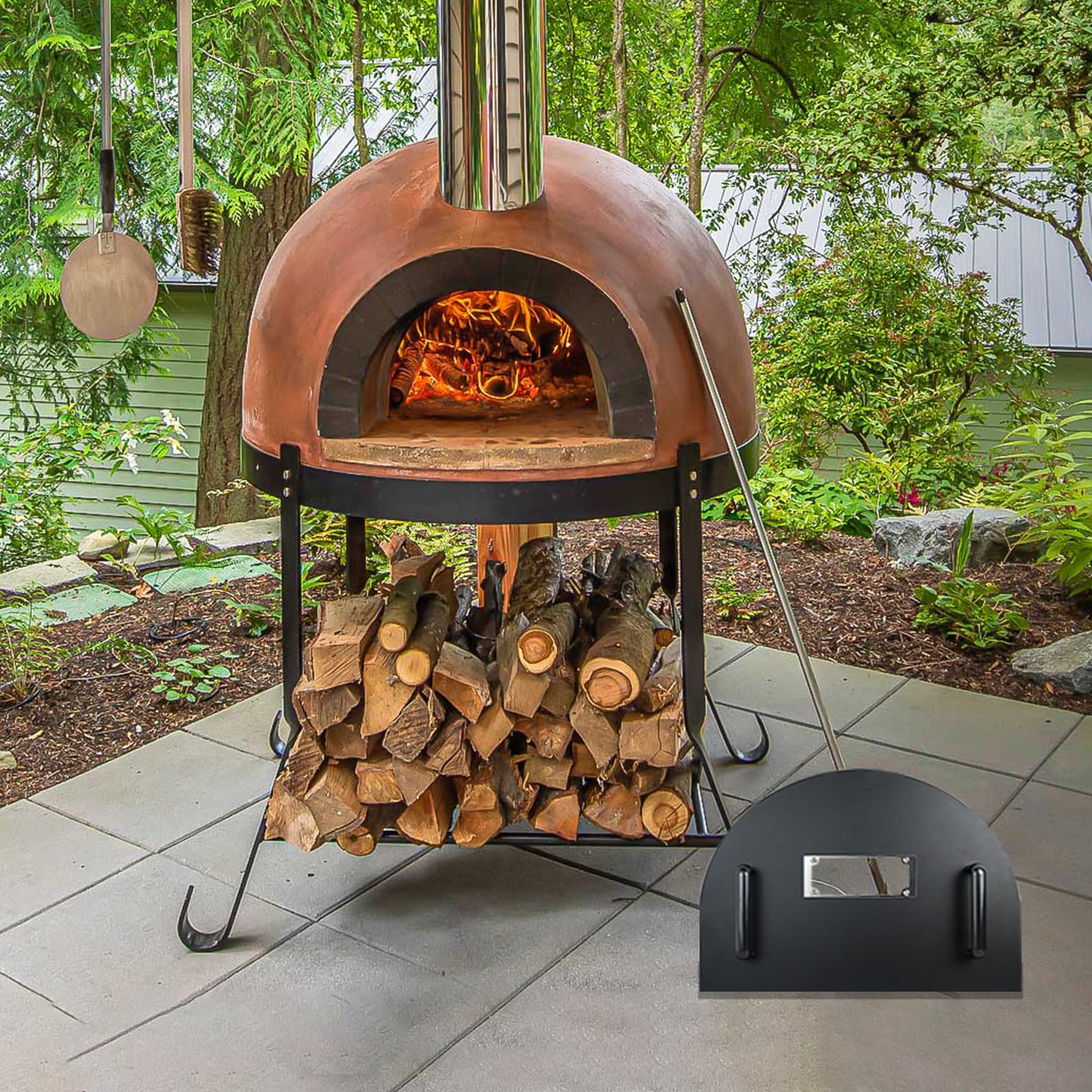 Brick Pizza Oven Doors ProForno Tonío 28" Red Portable Wood Fired