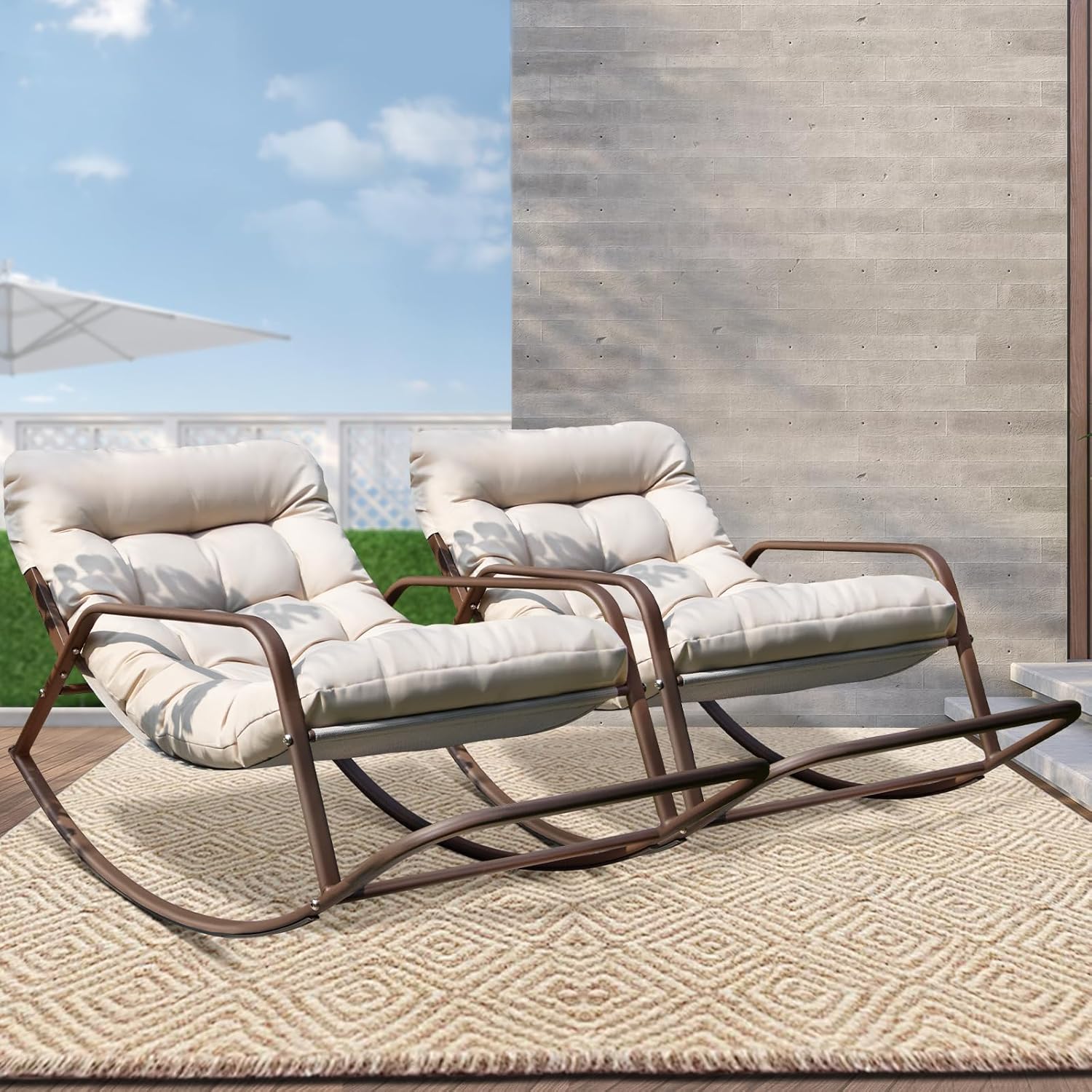 Amazon.com: BULEXYARD Beige 2 Pcs Oversized Indoor Outdoor Lounge Royal ...