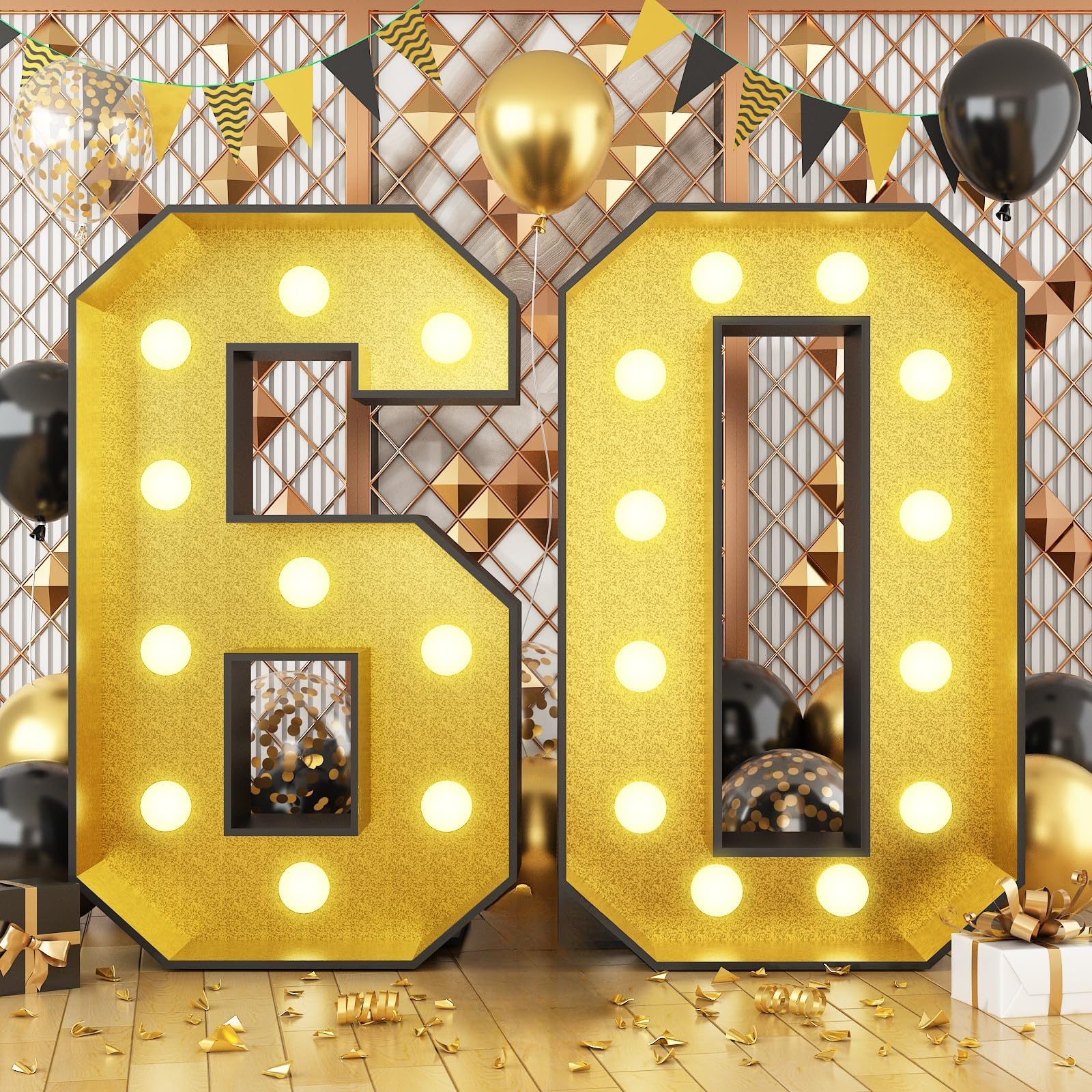 Snapklik.com : 4FT Marquee Light Up 60 Numbers,Glitter Gold Giant ...