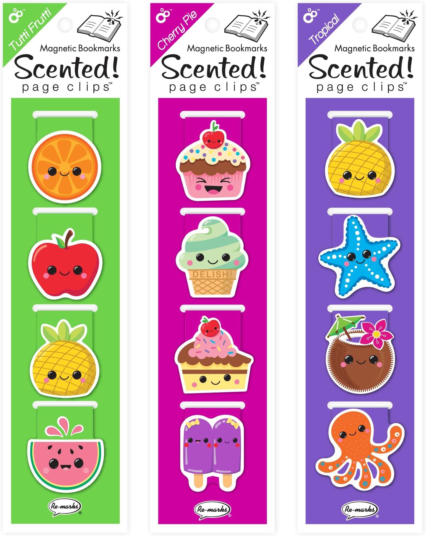 Amazon.com : Re-marks Scented Magnetic Page Clips, 3 Sets of 4 Page ...