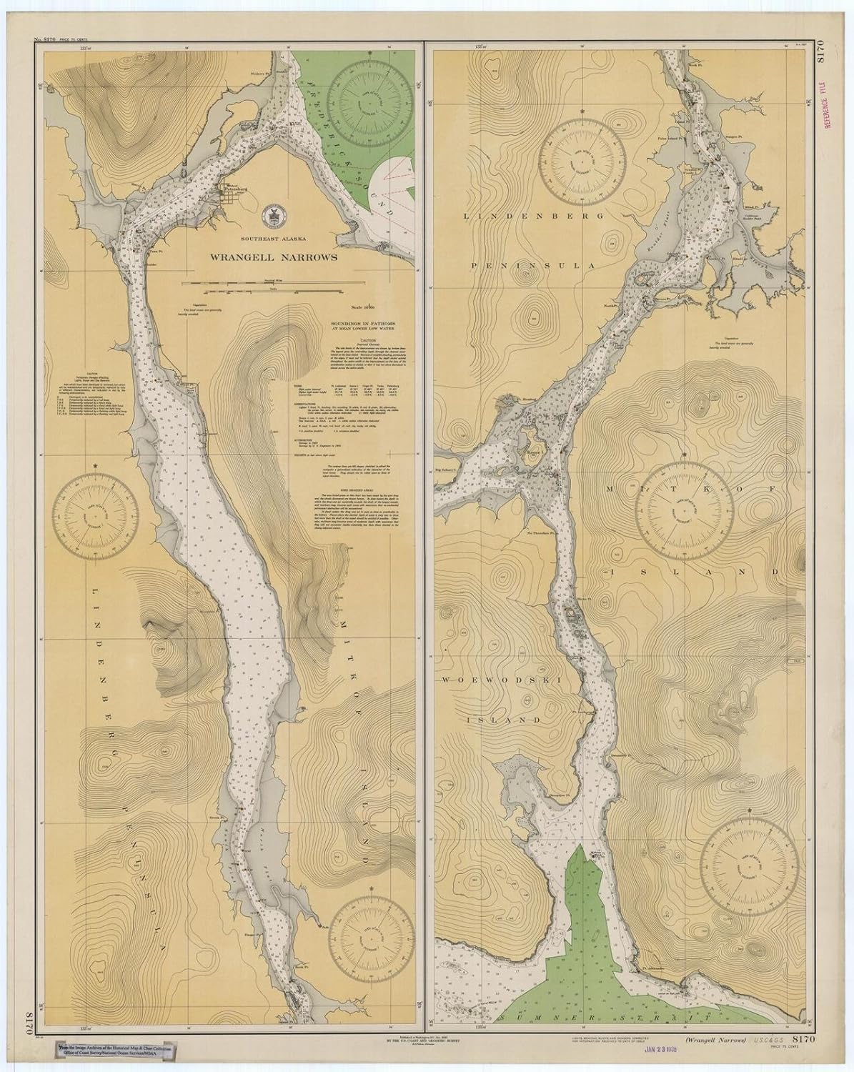 Amazon.com: Historic Pictoric Map - Wrangell Narrows, 1935 Nautical ...