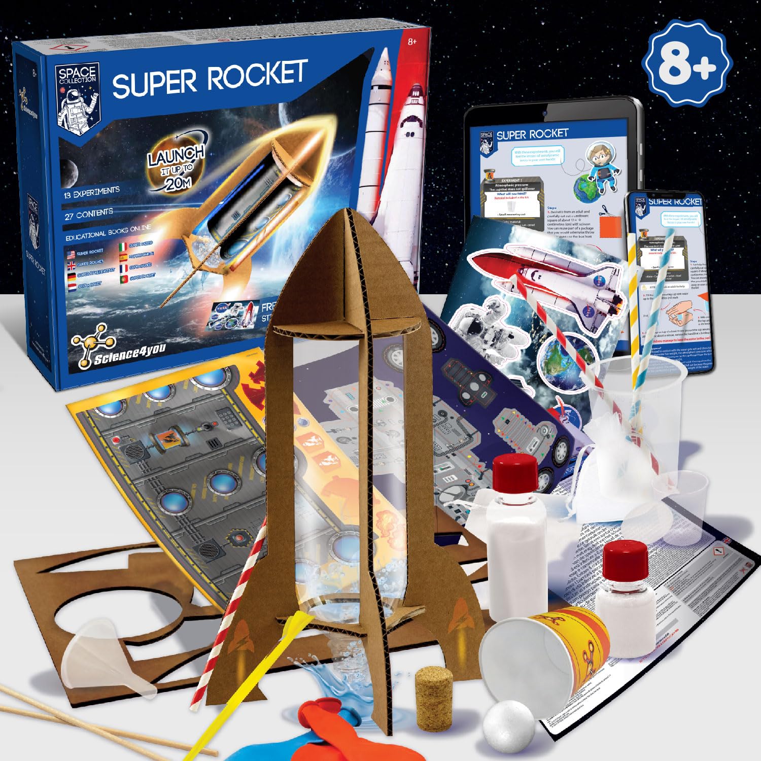 Science4you NASA Super Rocket Launcher – Space Game with 13 Experiments ...