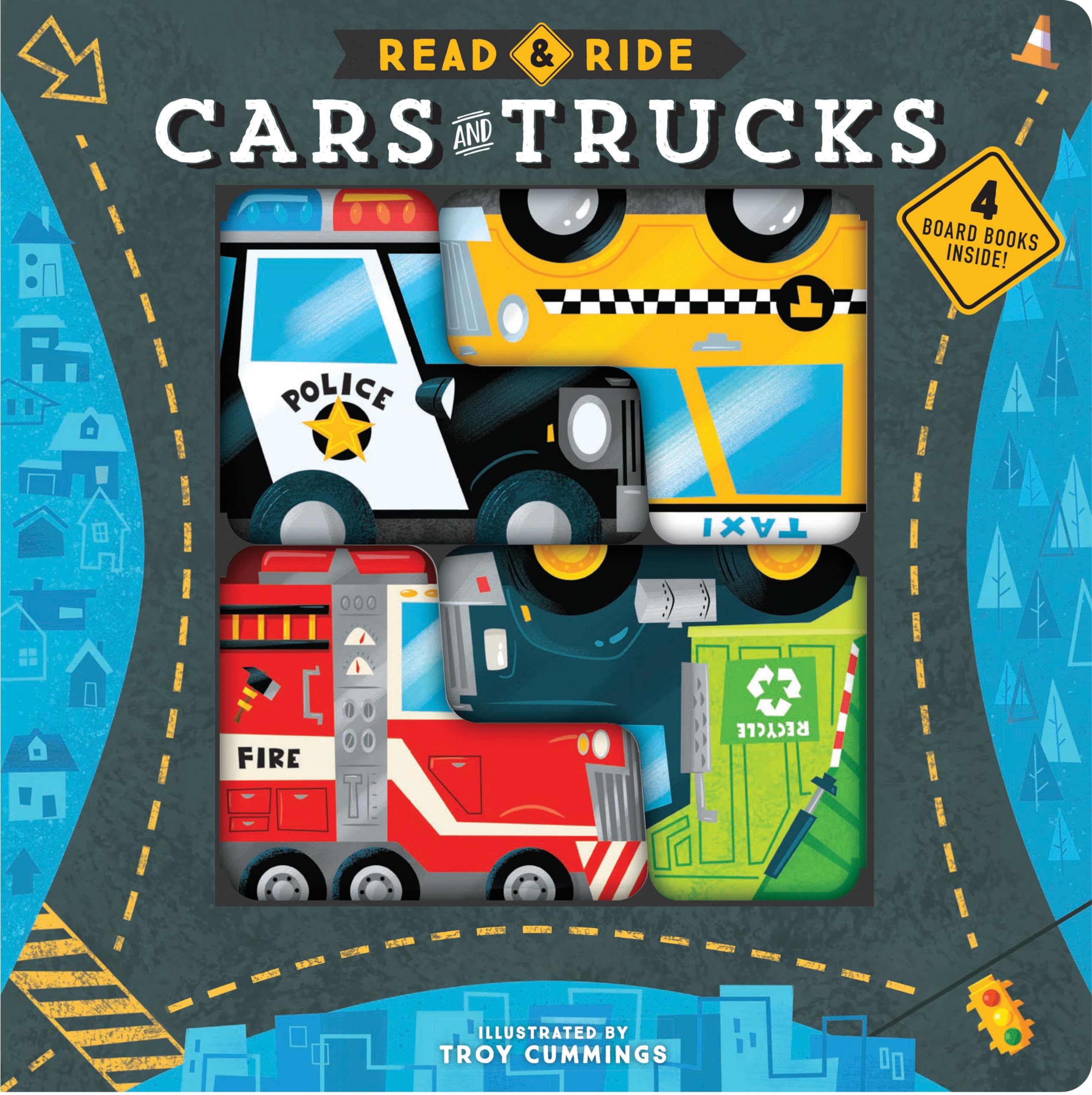 Read & Ride: Cars & Trucks: 4 board books inside! (Toy Book for ...