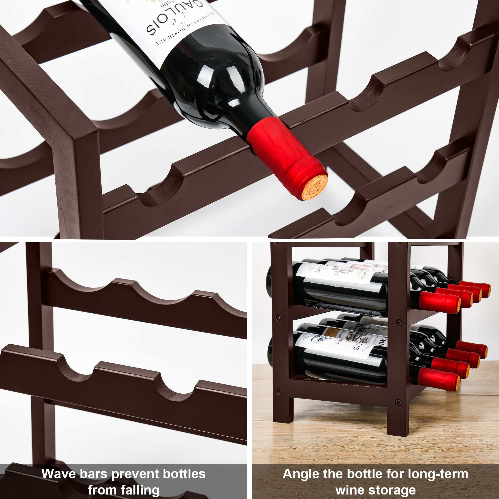 Snapklik.com : VASMIA Wine Rack Free Standing Floor, 6-Tier Display ...