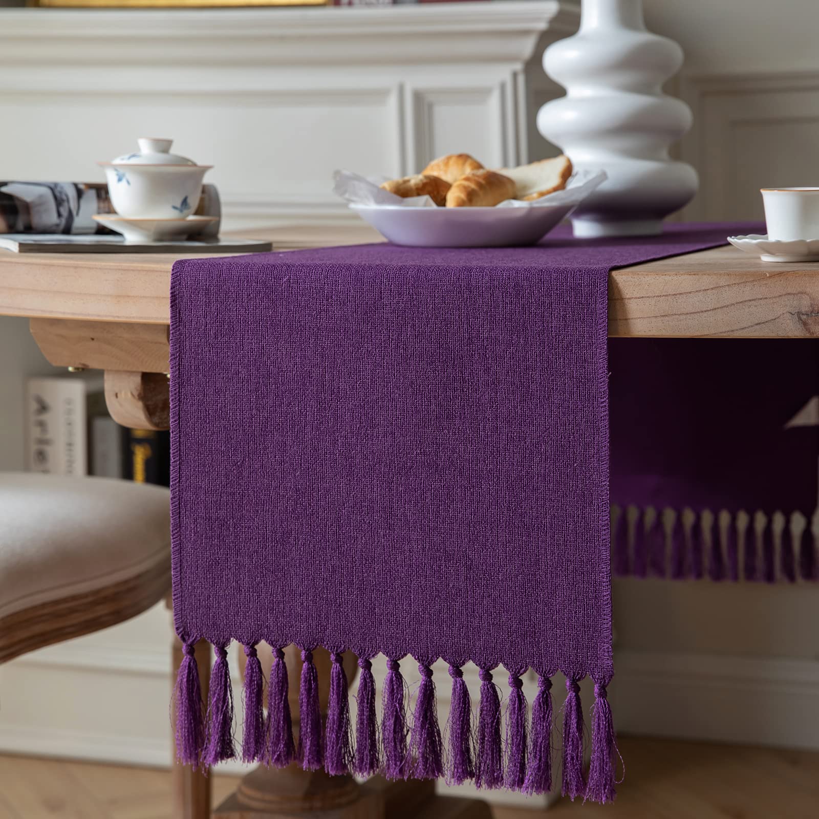 Purple And Burlap Table Runner Burlap And IVORY Lace Table Runner
