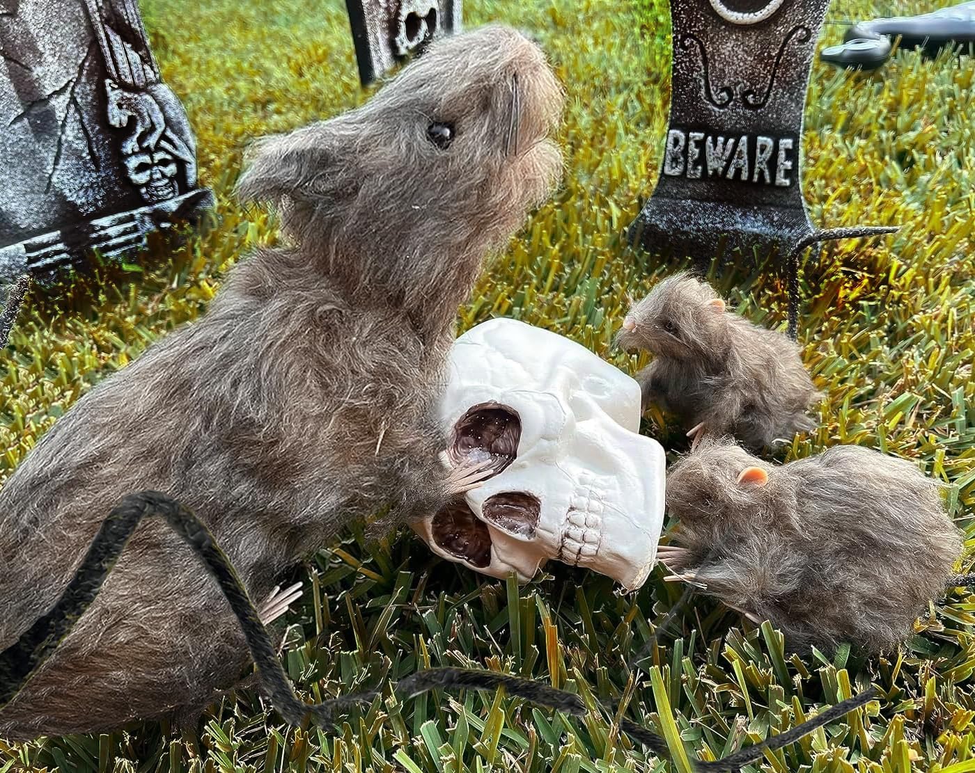 Amazon.com: GiftExpress 3Pcs 22” Fake Furry Rats for Halloween Indoor ...