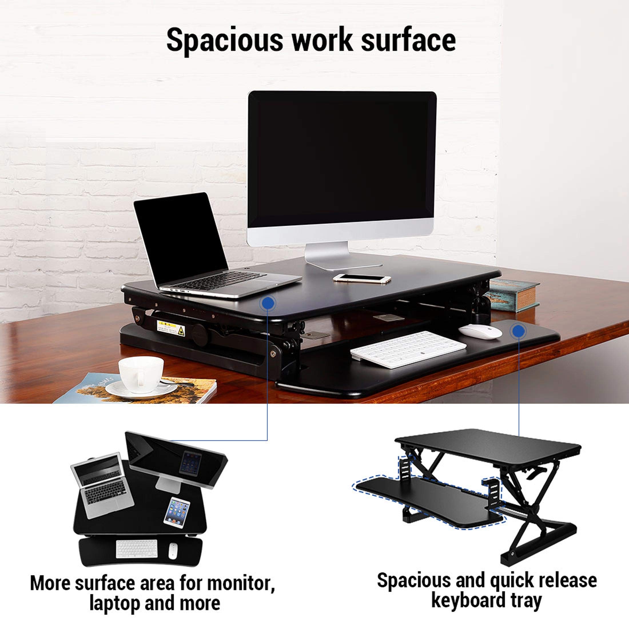 Buy FlexiSpot Standing Desk Converter 35 Inch Stand up Desk Black ...
