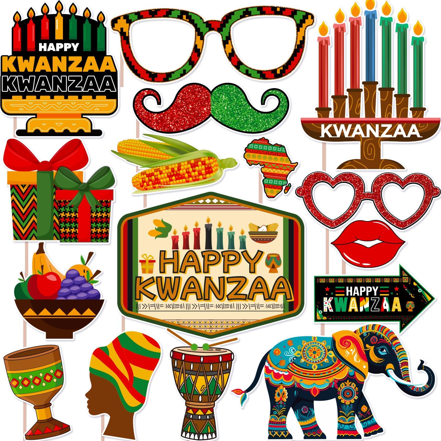 Amazon.com: Kwanzaa Photo Booth Props Party Supplies - African Heritage ...