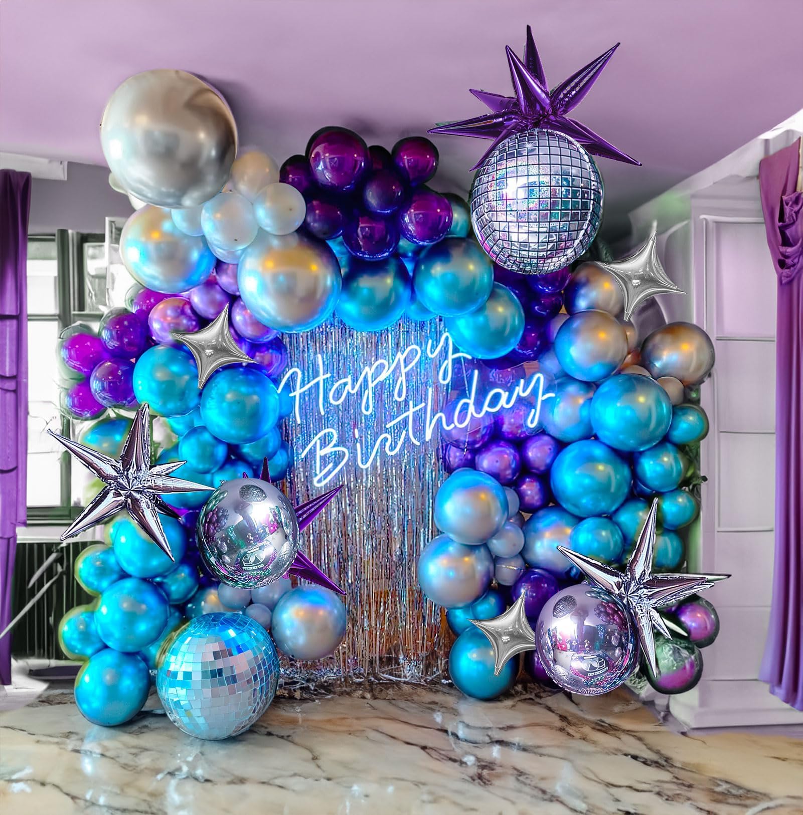 Amazon.com: ECEAE Disco Party Balloon Garland Arch Kit 134 Pcs Metallic ...