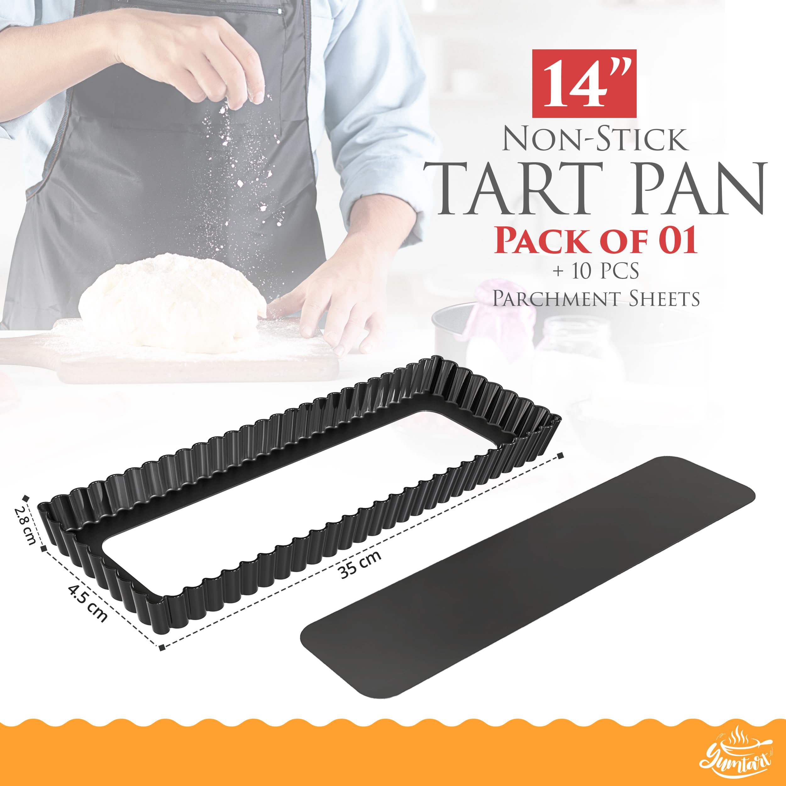 Rectangle Tart Pan With Removable Bottom 14 Inch - Nonstick Baking Pan ...