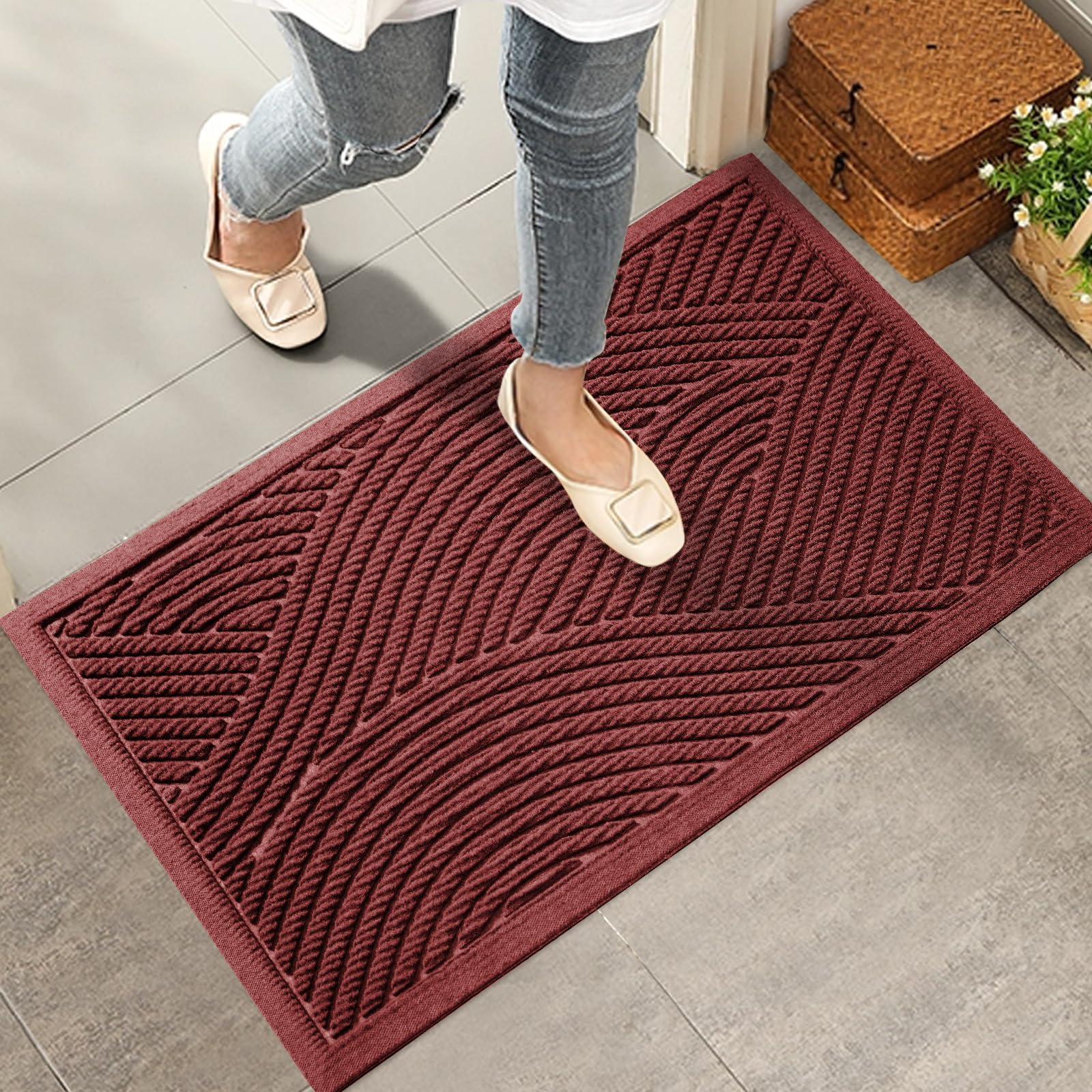 Amazon.com: Smiry Front Door Mat Outside Entrance, Heavy Duty Outdoor ...