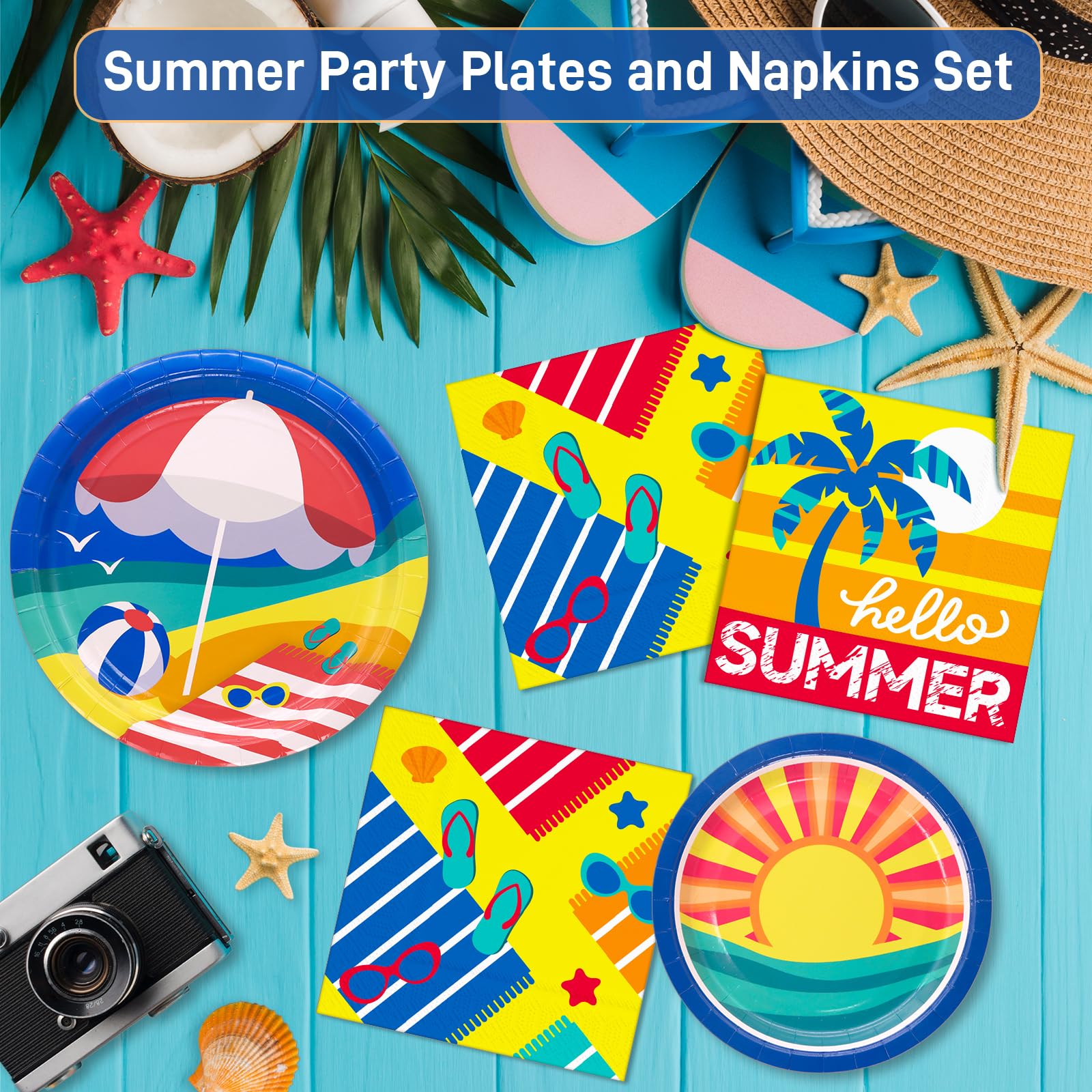 Snapklik.com : Summer Beach Party Supplies Kit 48 Pcs, Summer Pool 9.2 ...