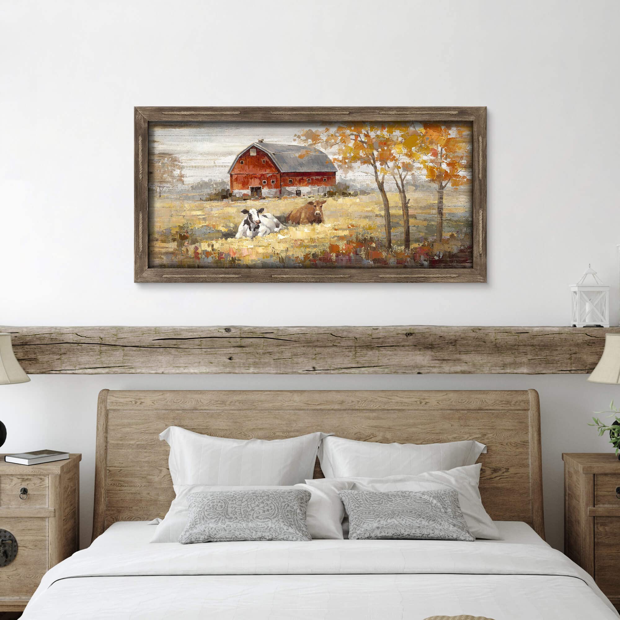 Rustic Country Farm Scenes White Barn Canvas | Farm Gallery Wrap