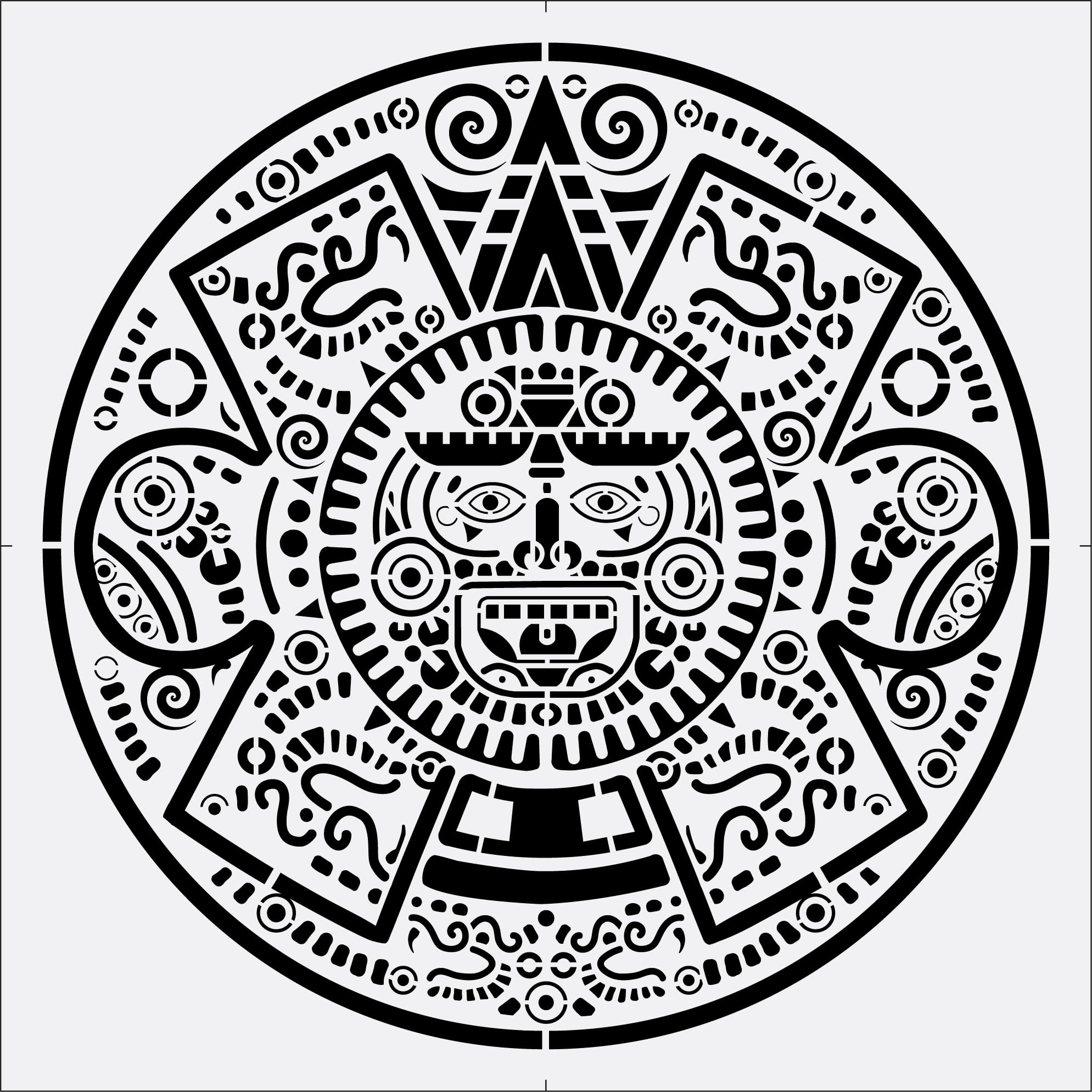 Mayan Art Deco Stencil Designs Cursed Maya Halfsleeve Tattoo Design