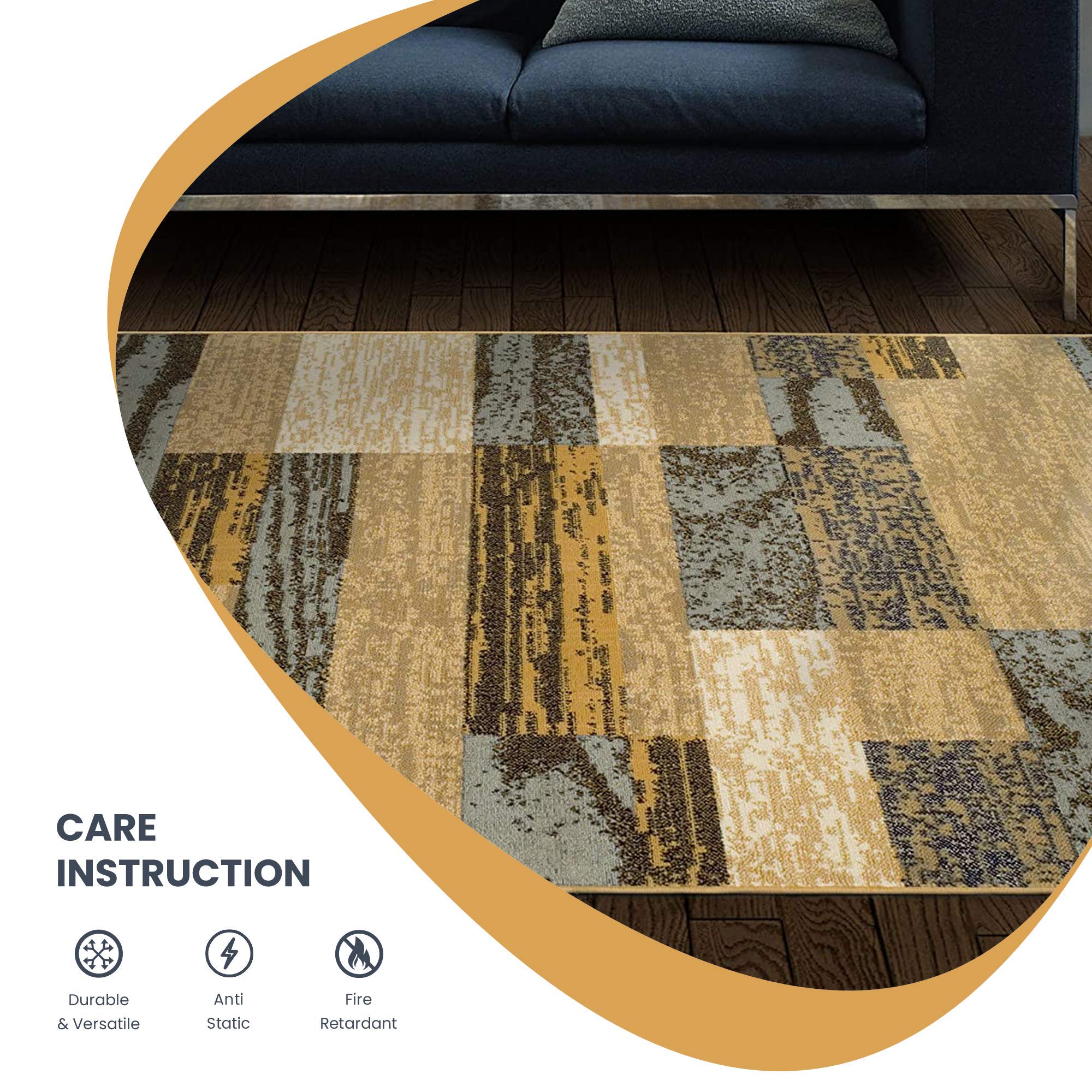SUPERIOR Rockwood Modern Geometric Patchwork Polypropylene Indoor Area ...