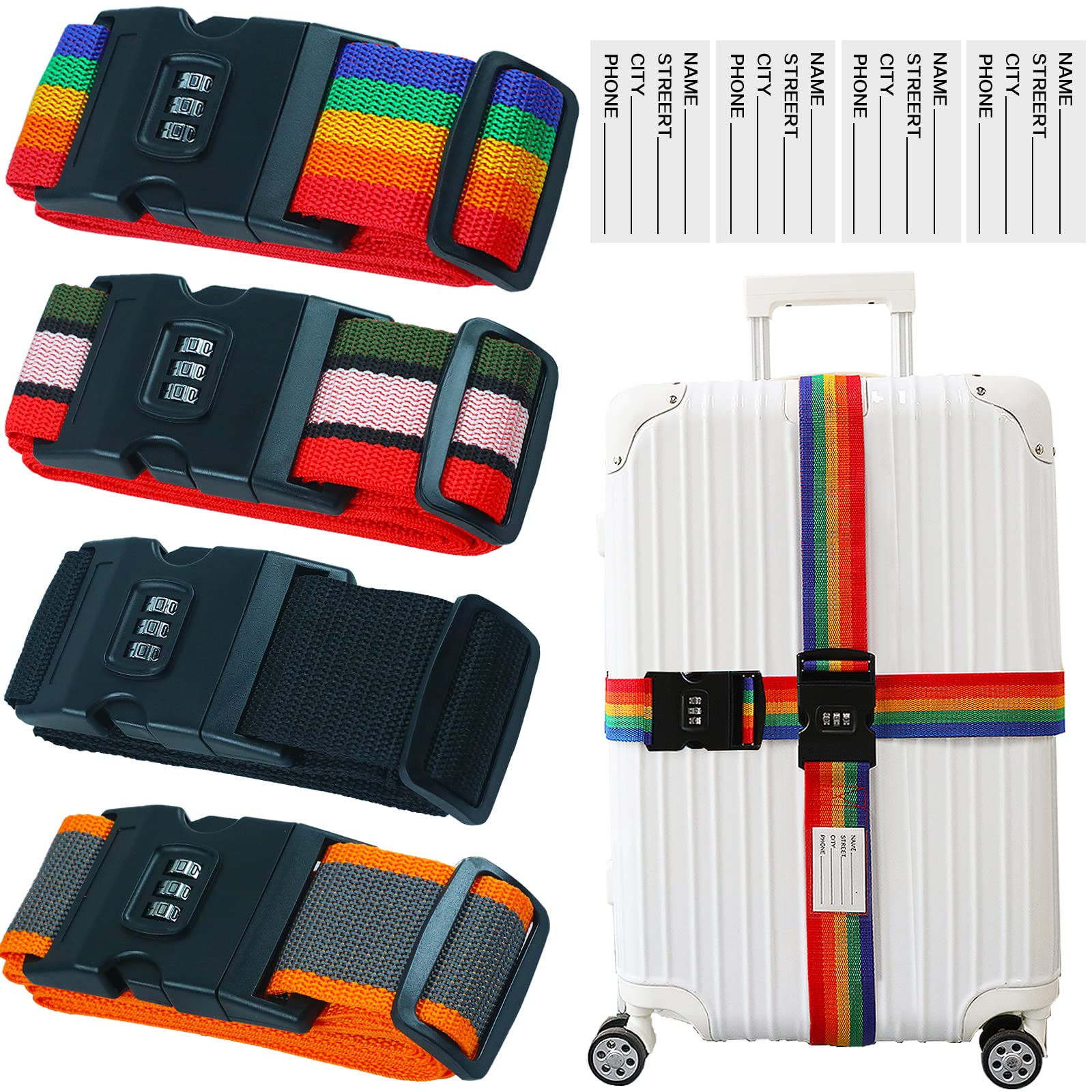 Koycbiao Luggage Strap, Heavy Duty Adjustable Suitcase Travel Belts ...