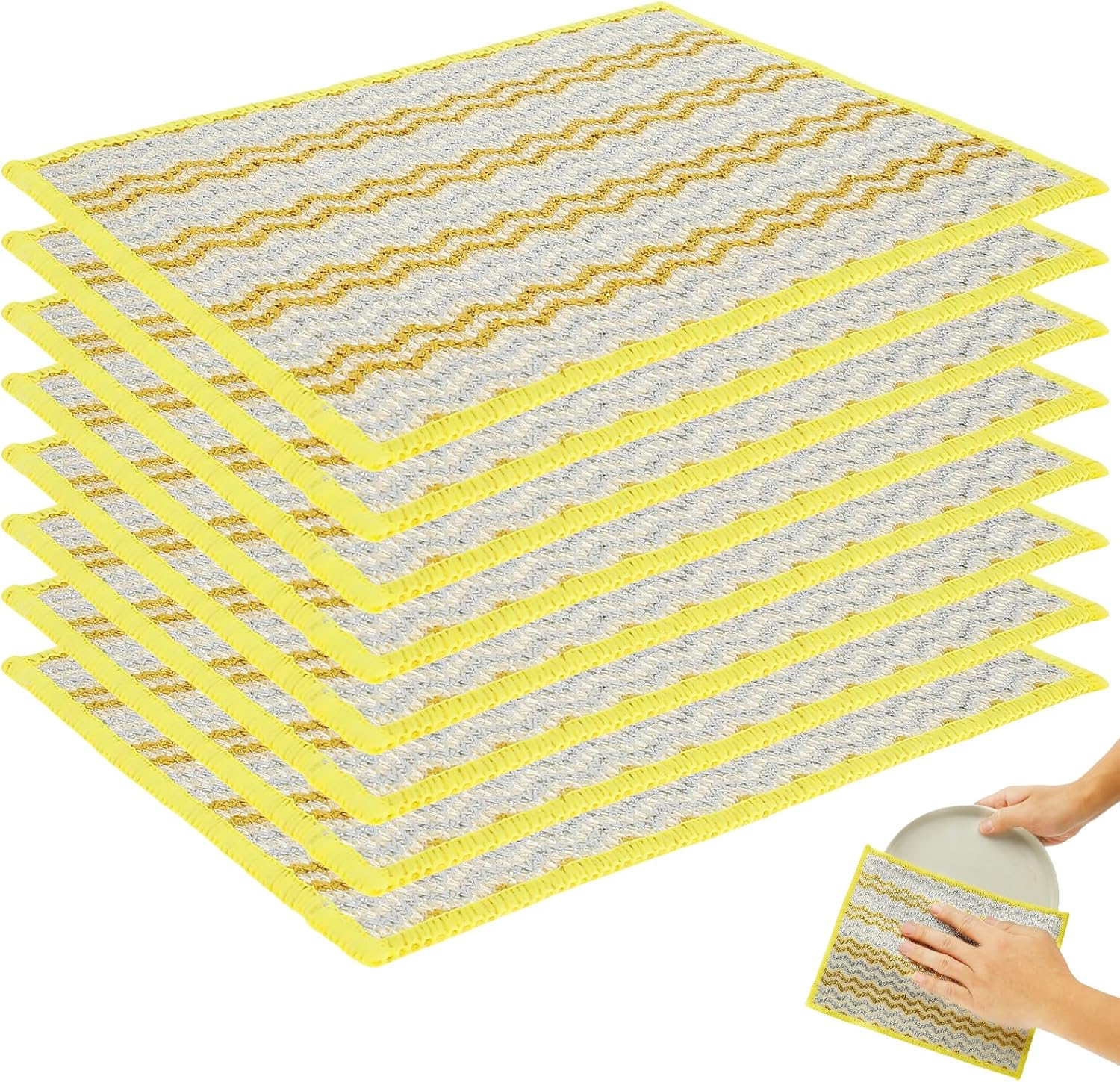 Amazon.com: Hcqxnsl 8Pcs Wire Dishcloth Non-Scratch Wire Dishwashing ...