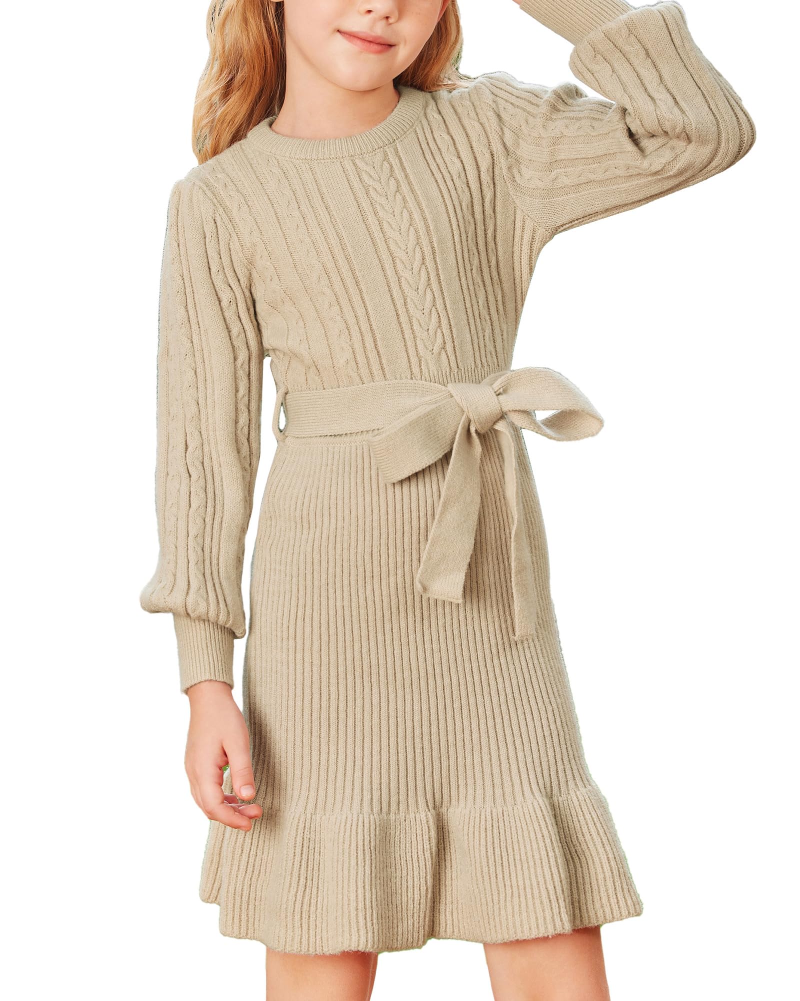Amazon.com: GRACE KARIN Girls Sweater Dress Cable Knit Long Sleeve Fall ...