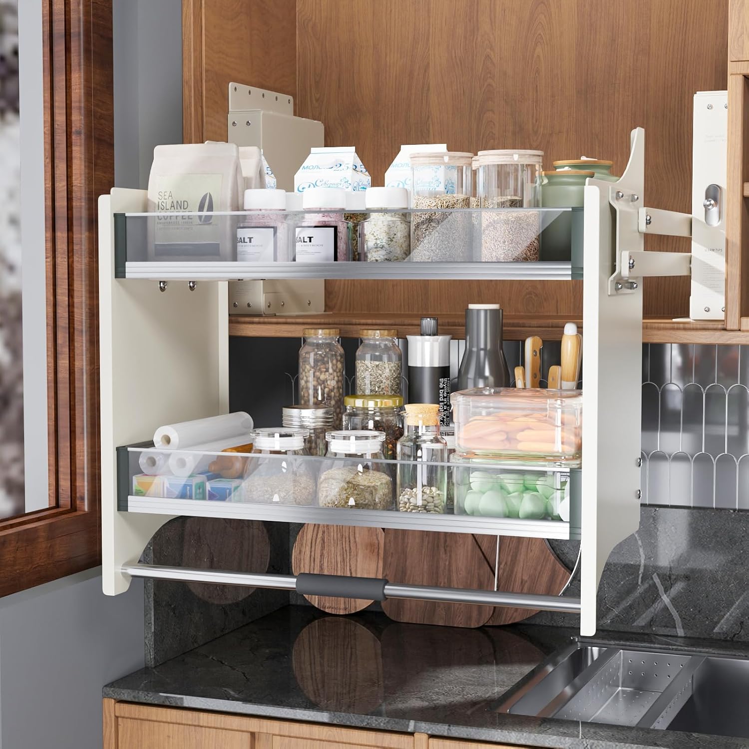 Amazon.com: DPZM 22~24'' Pull Down Shelf for Kitchen Upper Cabinet ...