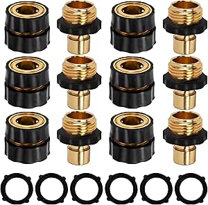 Amazon.com : NEROSUN 3/4 Inch Garden Hose Quick Connector, 6 Set Male ...