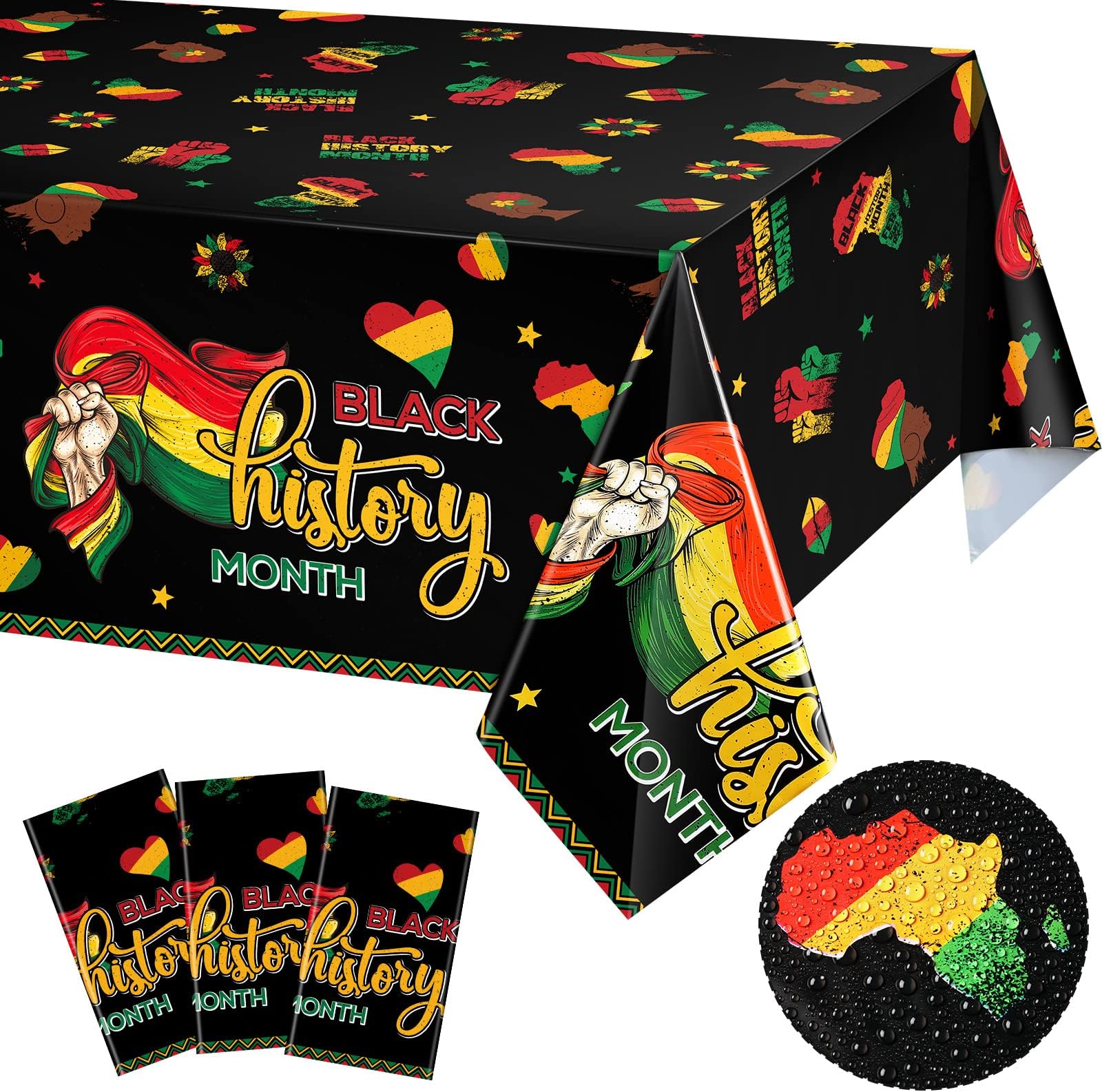 Amazon.com: 3 Pack Black History Month Tablecloth Decorations Afro ...