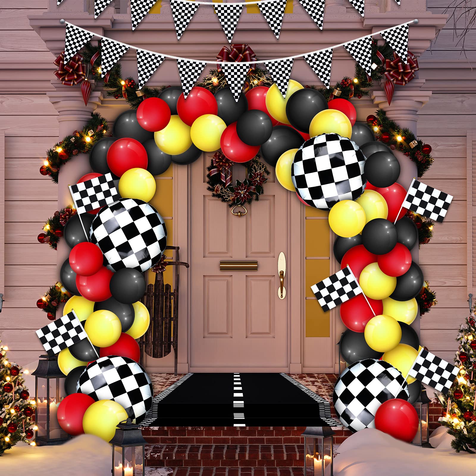 Buy 64 Pieces Checkered Flag Race car Party Decorations Balloons Racing ...