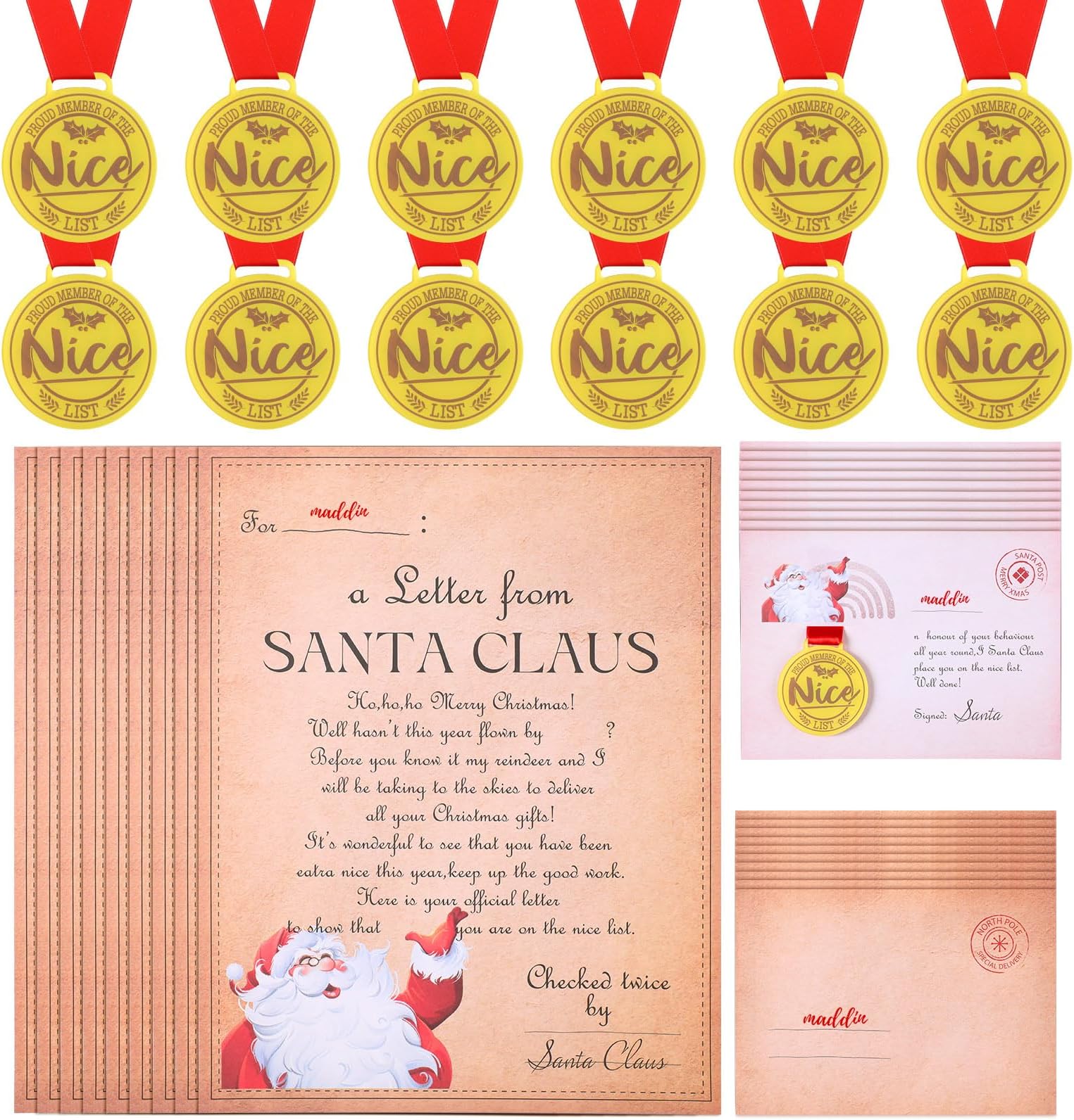 Amazon.com : 12 Sets Christmas Official Letter and Certificate from ...
