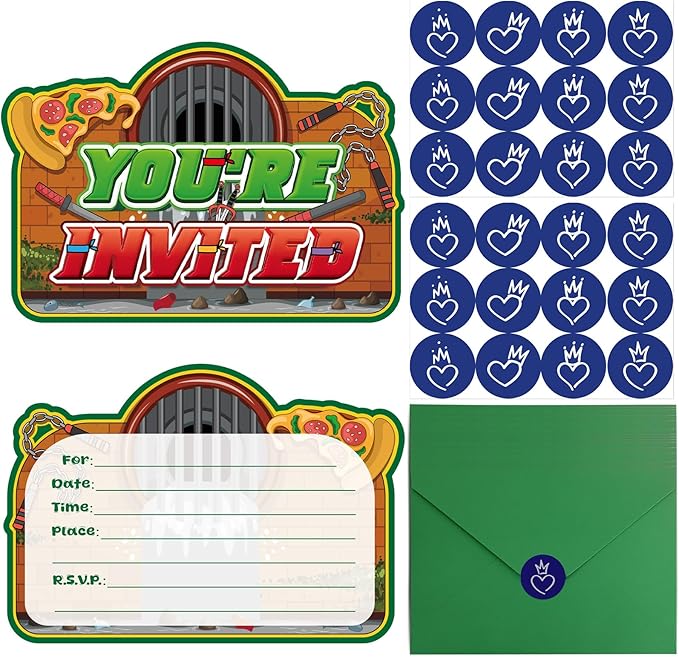 Amazon.com : ZQBQC Green Turtles Birthday Invitations- Turtles ...