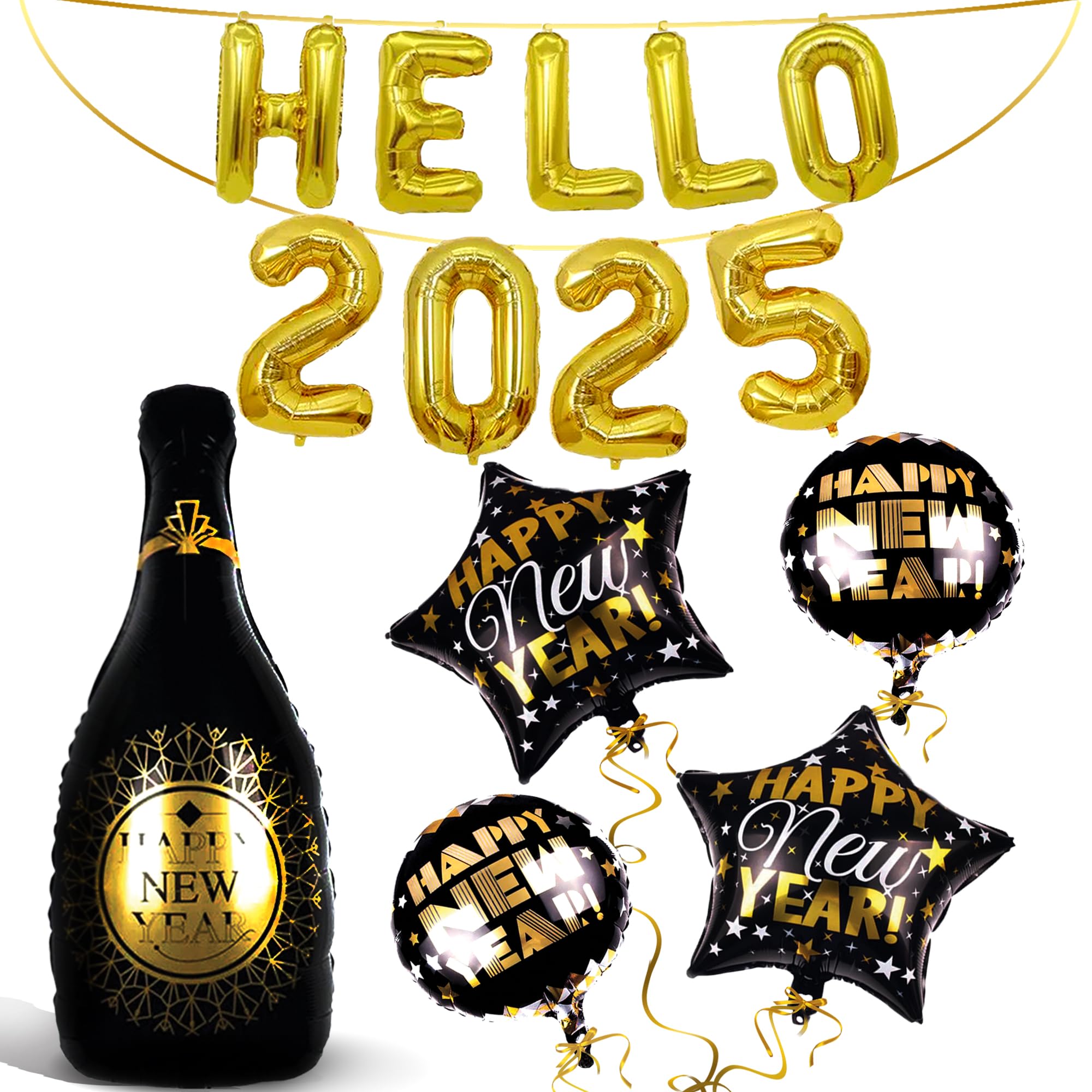 Amazon.com: Hello 2025 Balloons Gold Set - Giant 40 Inch Happy New Year ...
