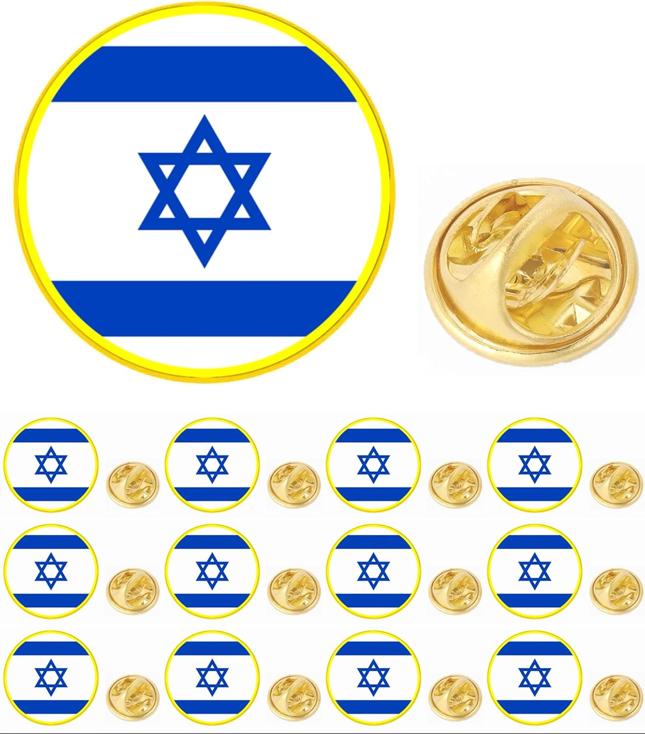 Amazon.com: 12/25/50pcs round small Israel Flag lapel pin Israeli flag pins badge bulk for Suit ...