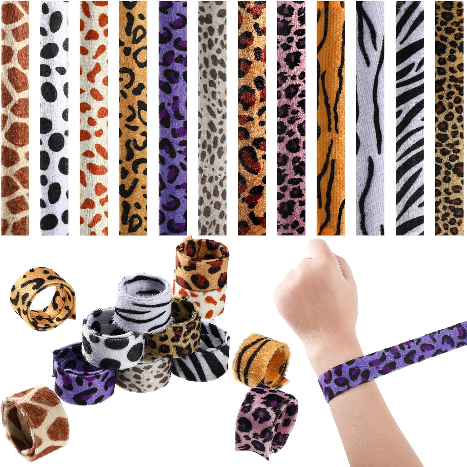 Amazon.com: Zhanmai 36 Pieces Jungle Animal Print Slap Bracelets Safari ...