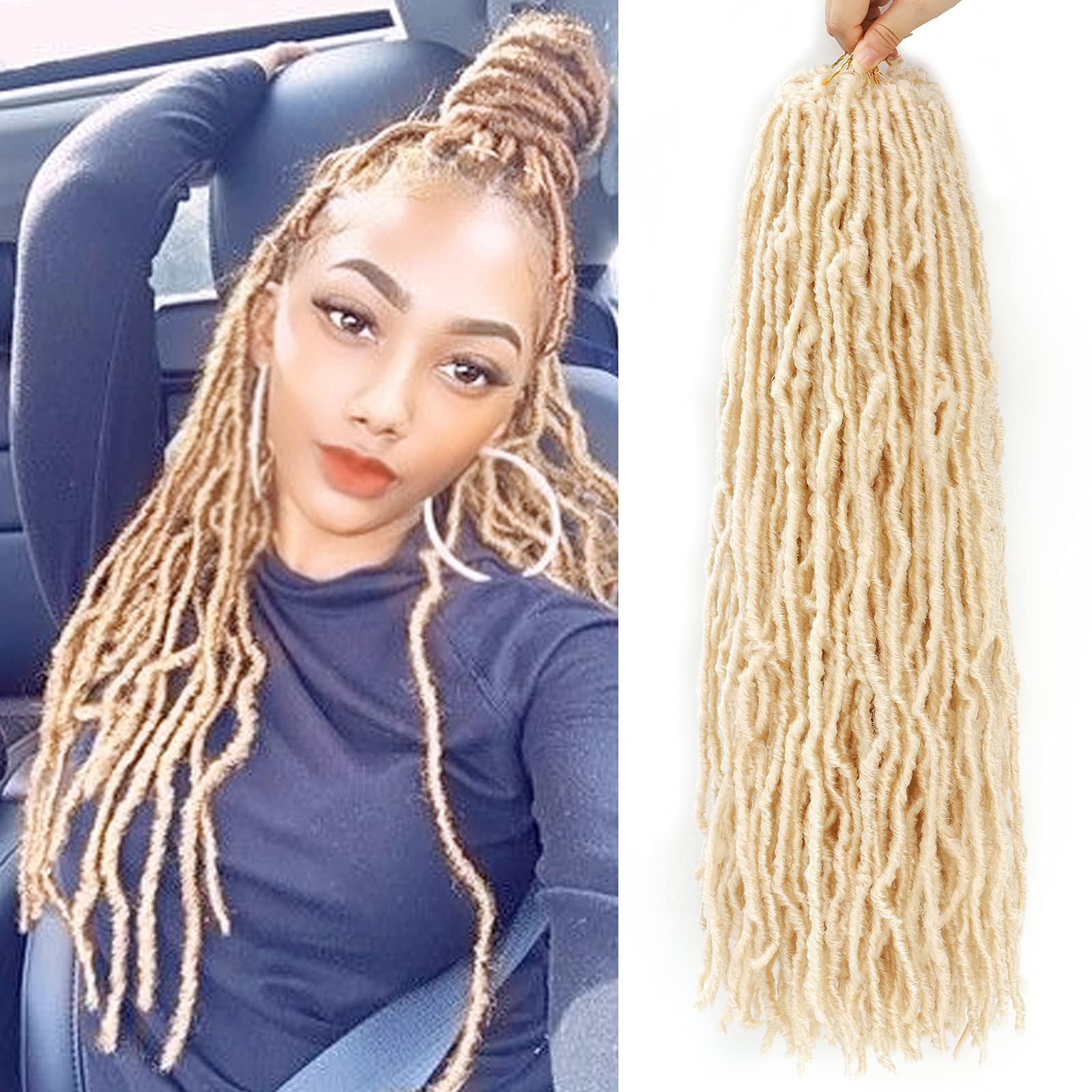 Faux Locs Crochet Hair 24 Inch Soft Locs Blonde 126 Strands Curly ...