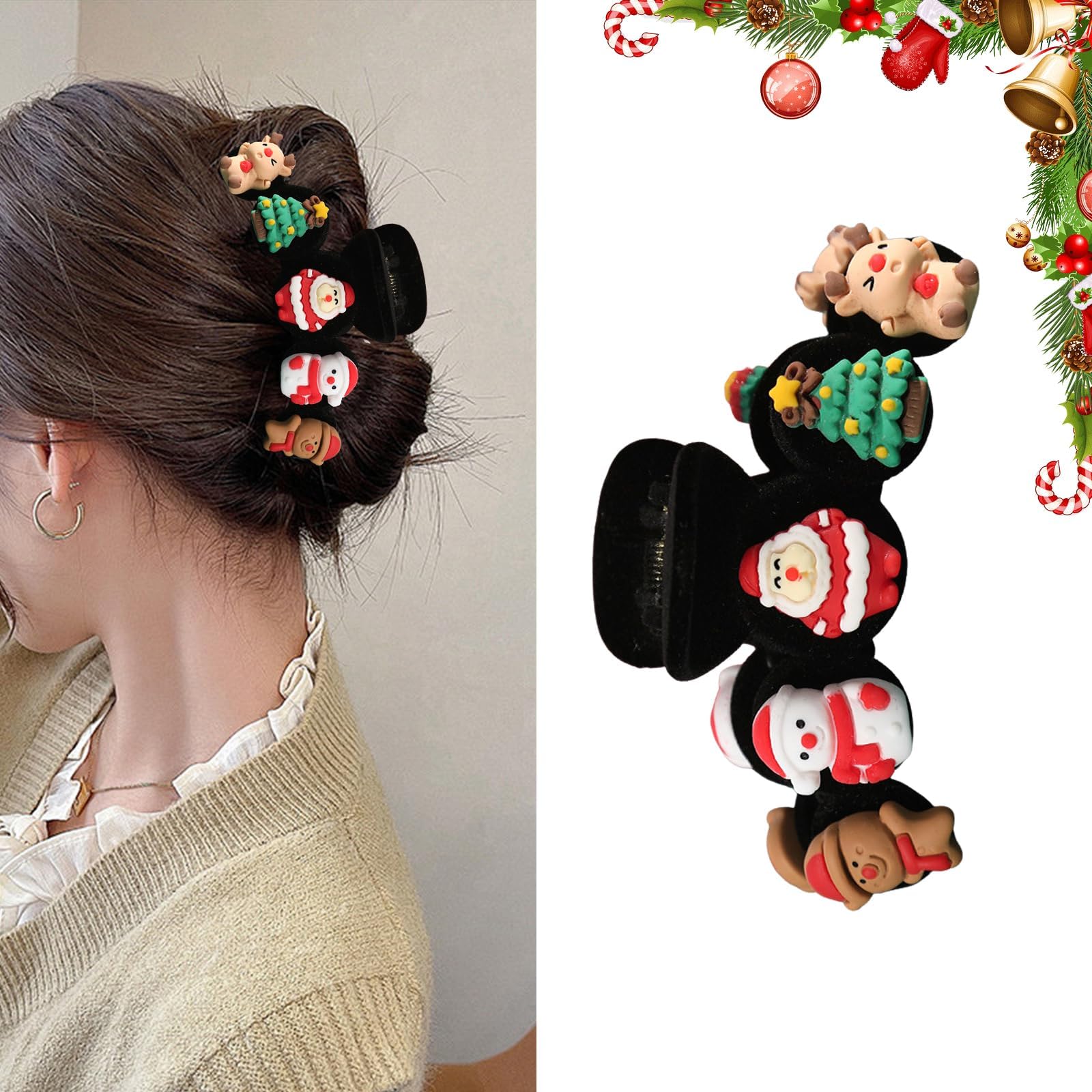 Amazon.com: 1pcs Christmas Hair Clips - Cute Tree Reindeer Snowmen ...