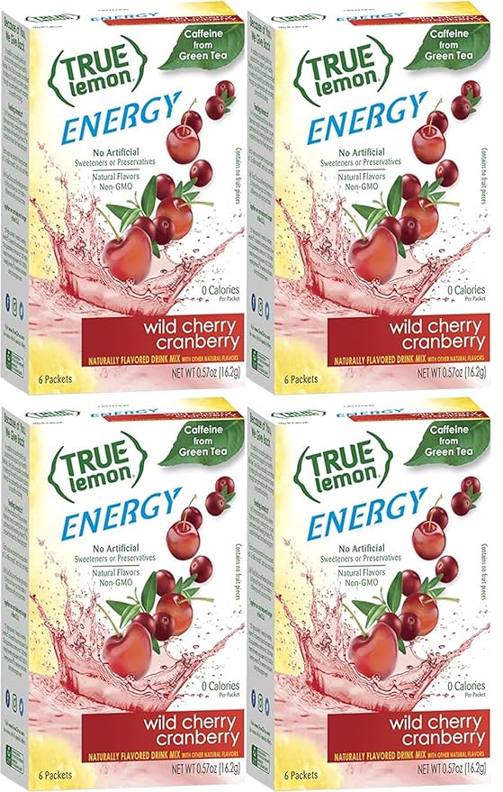 Amazon.com : TrueLemon Energy Drinks lemon Wild Cherry Cranberry 4 boxes of 6 Each : Grocery ...