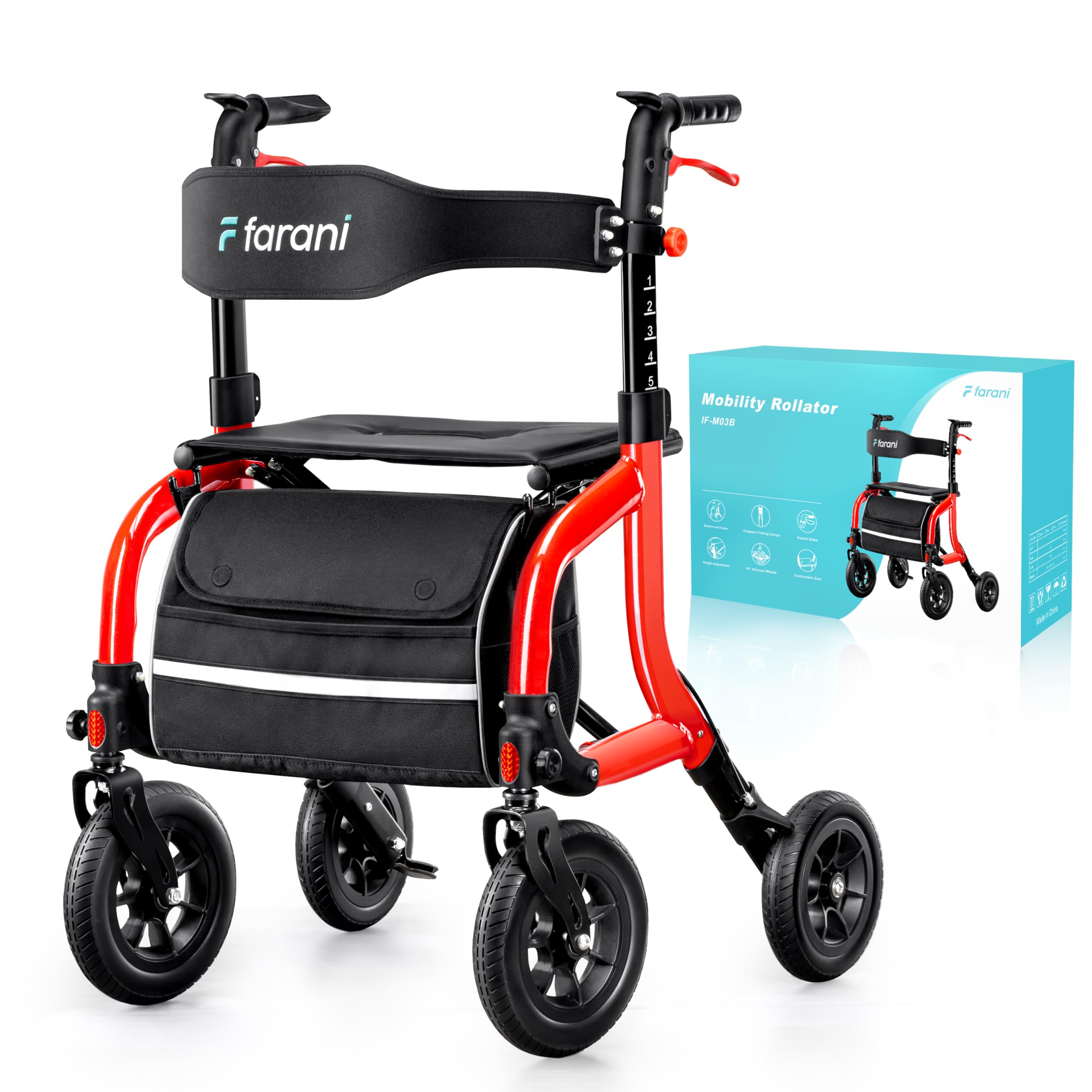 Amazon.com: Farani Rollator Walker with Seat, Outdoor Rolling Walkers ...