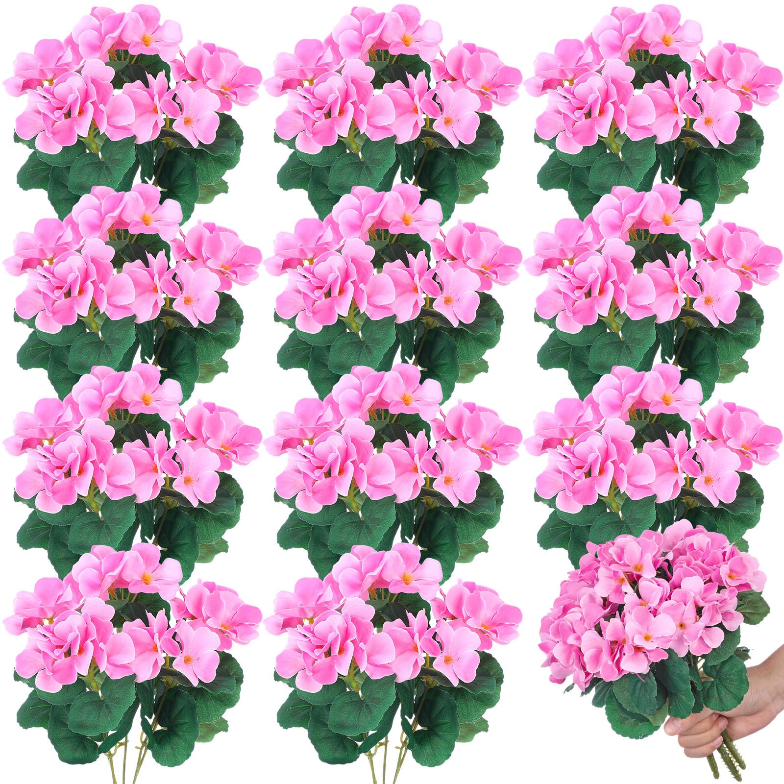 Amazon.com: Maysing 12 Pcs 10.2 Inch Artificial Geranium Flowers Silk Geraniums for Outdoors ...