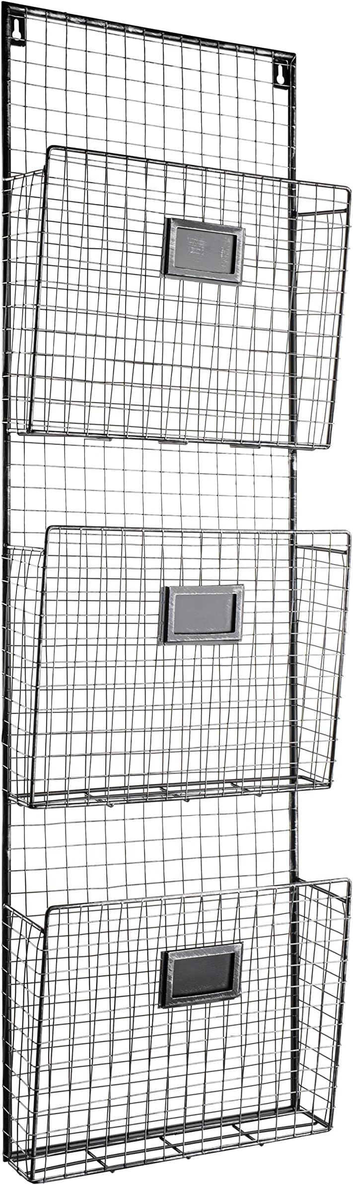 Amazon.com : Wall File Holder with Wood Handle – Black, Three Tier ...