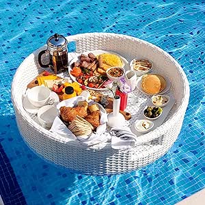 Amazon.com: JIYTG Outdoor Rattan Floating Tray,Waterproof Floating Pool ...
