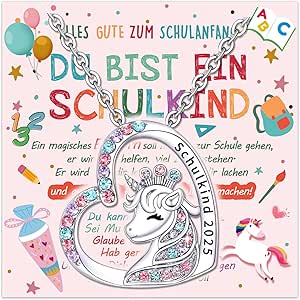 Humairc Einschulung Mädchen Geschenk Einhorn Halskette Schulkind 2025 Schultüte Füllung ...