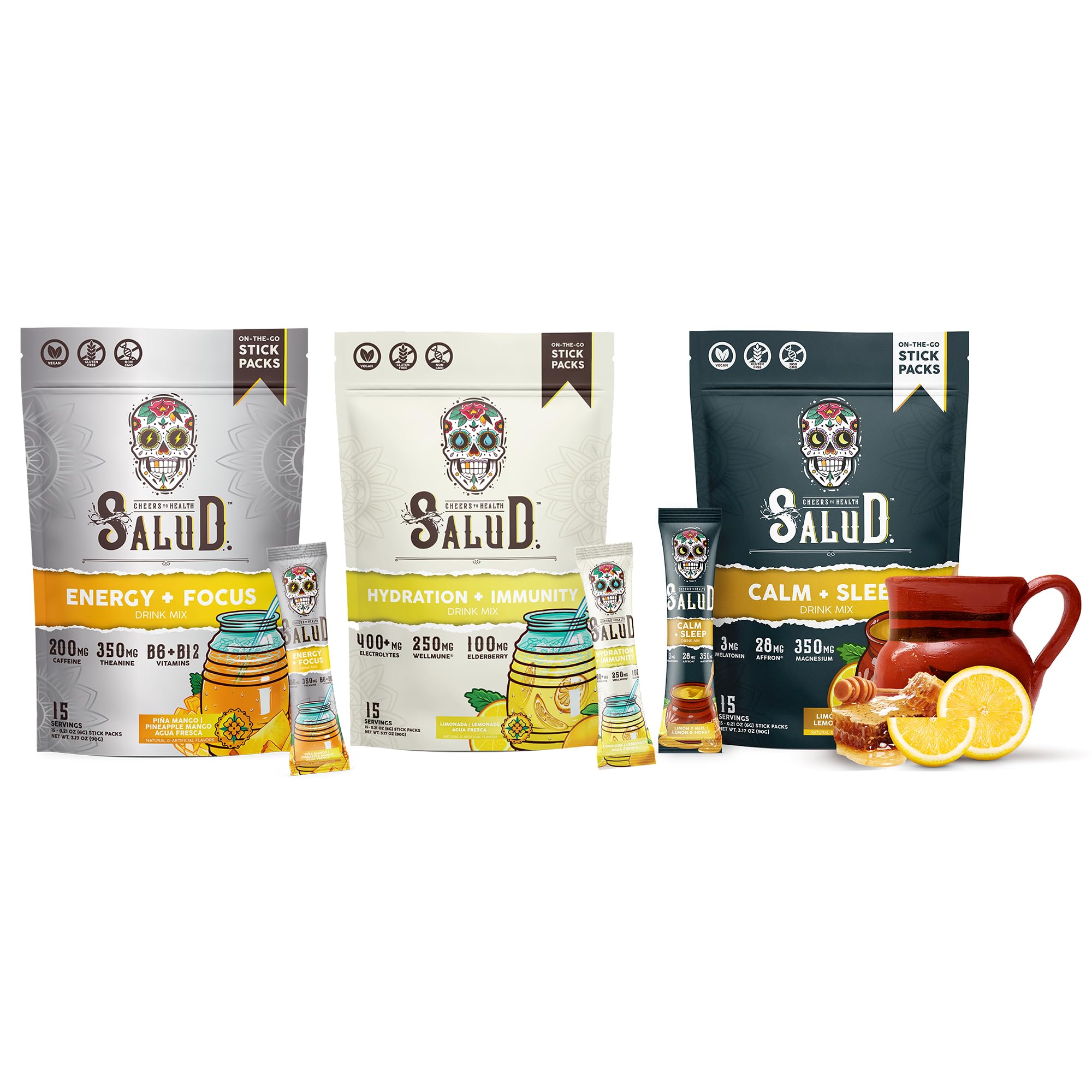 Amazon.com : Salud Variety 3-Pack |2-in-1 Energy + Focus (Pineapple ...