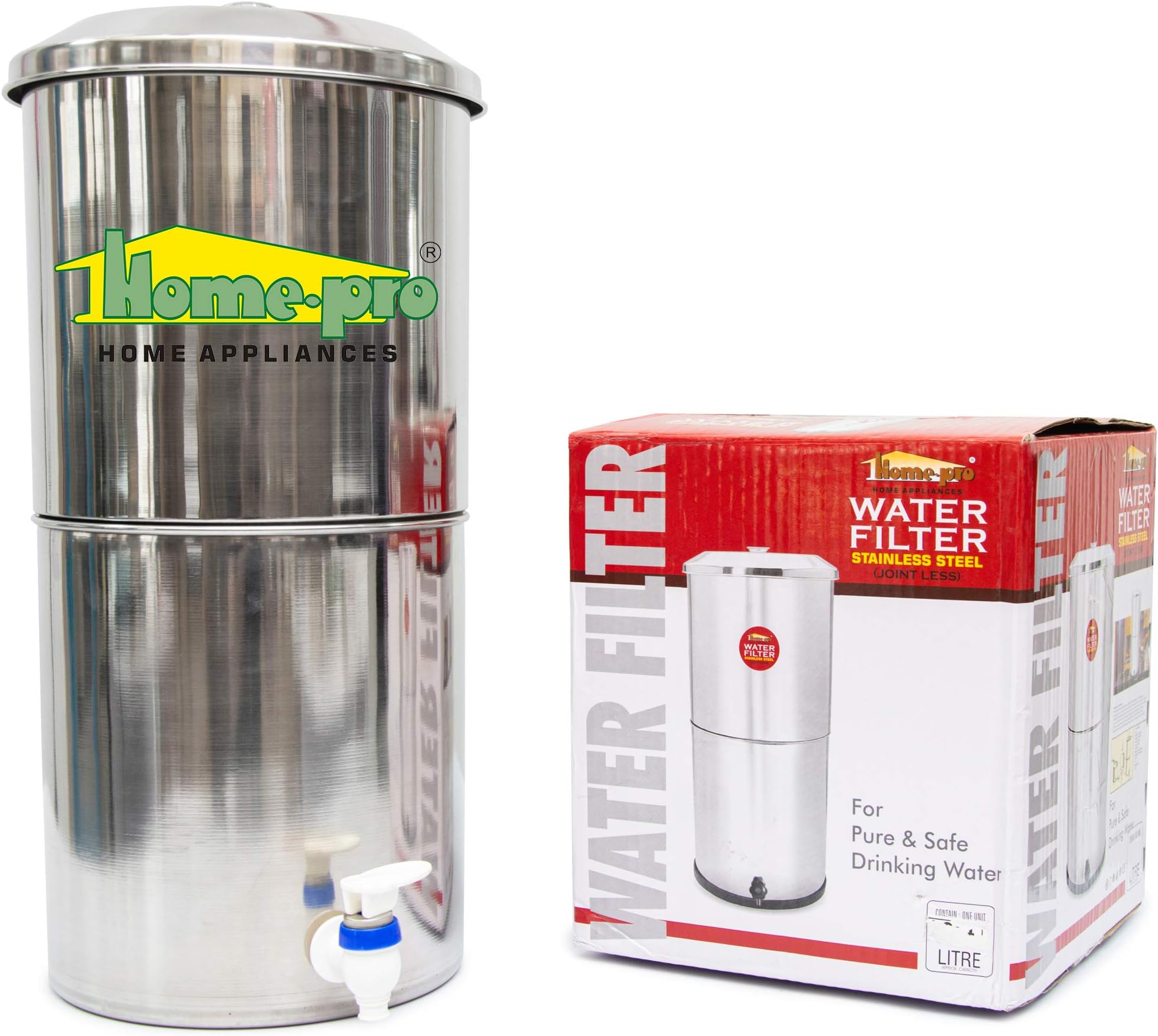 Home-Pro - Gravity Water Filter and Purifier | 24 Liters Total Capacity ...