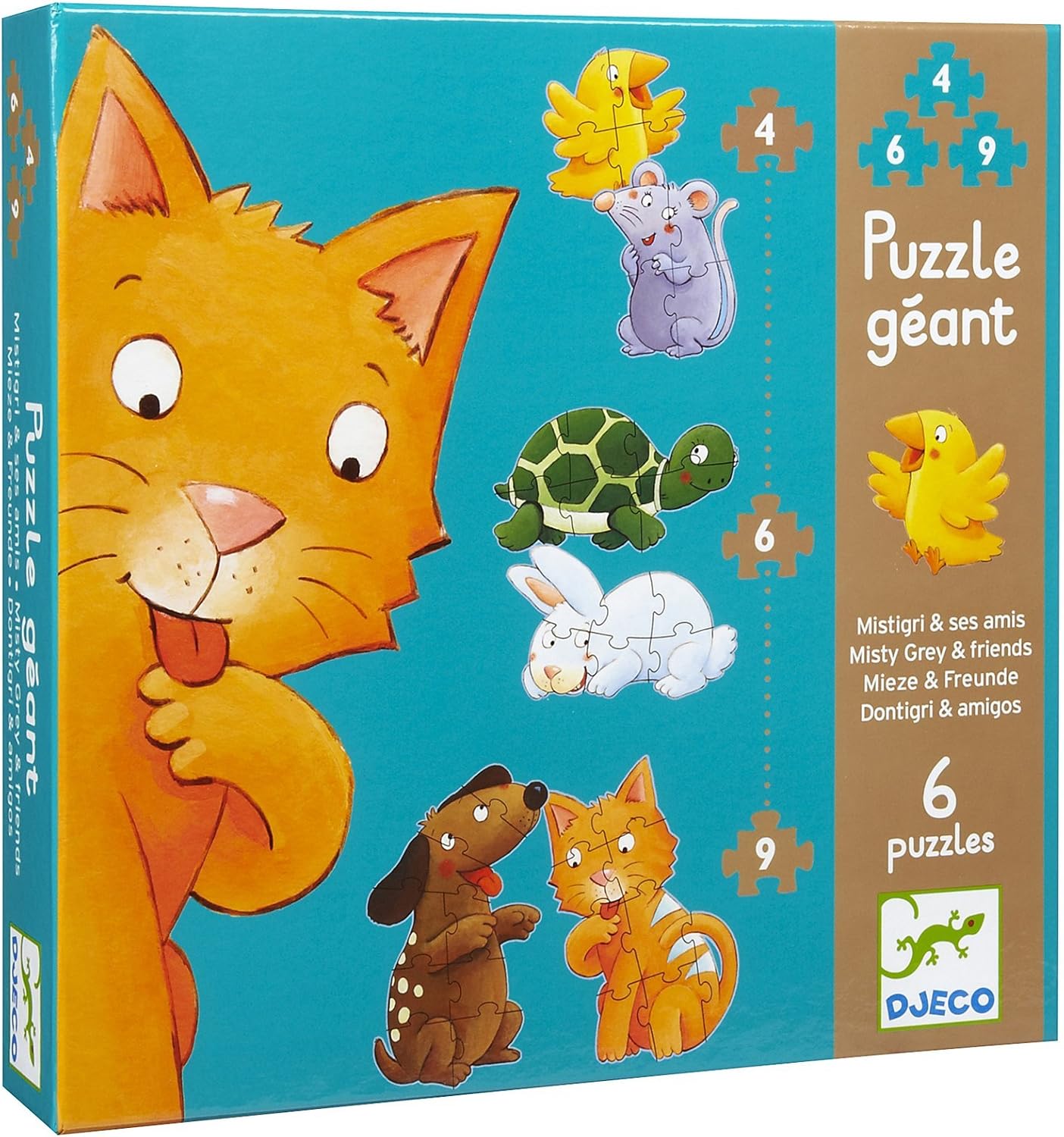 Djeco - 76455 - Puzzle Géant - Mistigri Et Ses Amis - 6 Pièces : Amazon ...