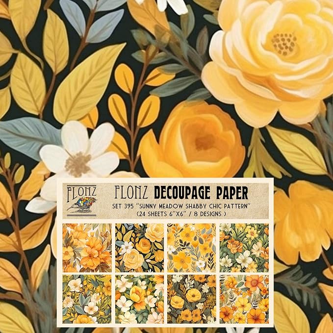 Amazon.com: Decoupage Paper Pack (24 Sheets 6"x6") Sunny Meadow Shabby ...