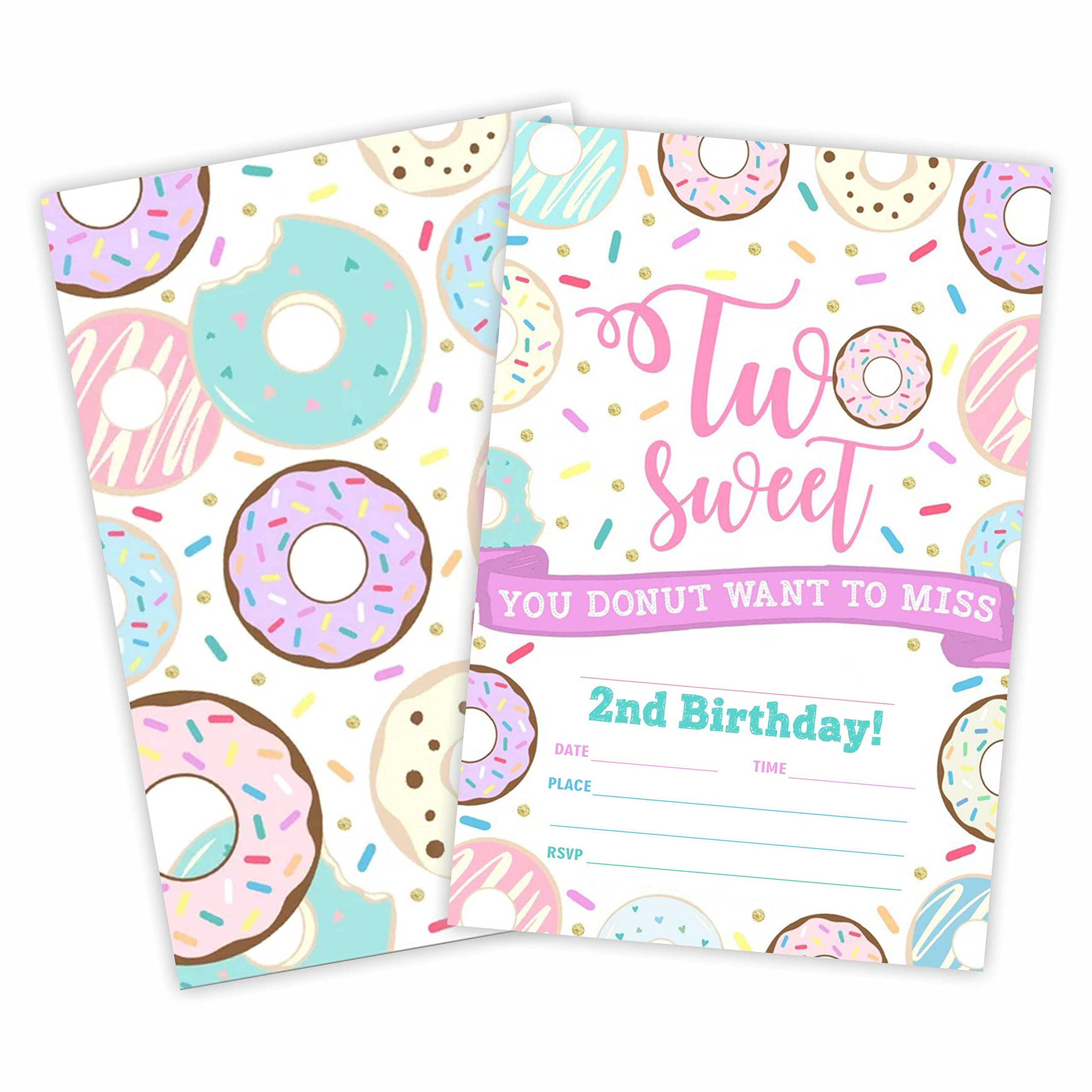 Amazon.com : Two Sweet Birthday Party Invitation, Invite Cards（20 Count ...