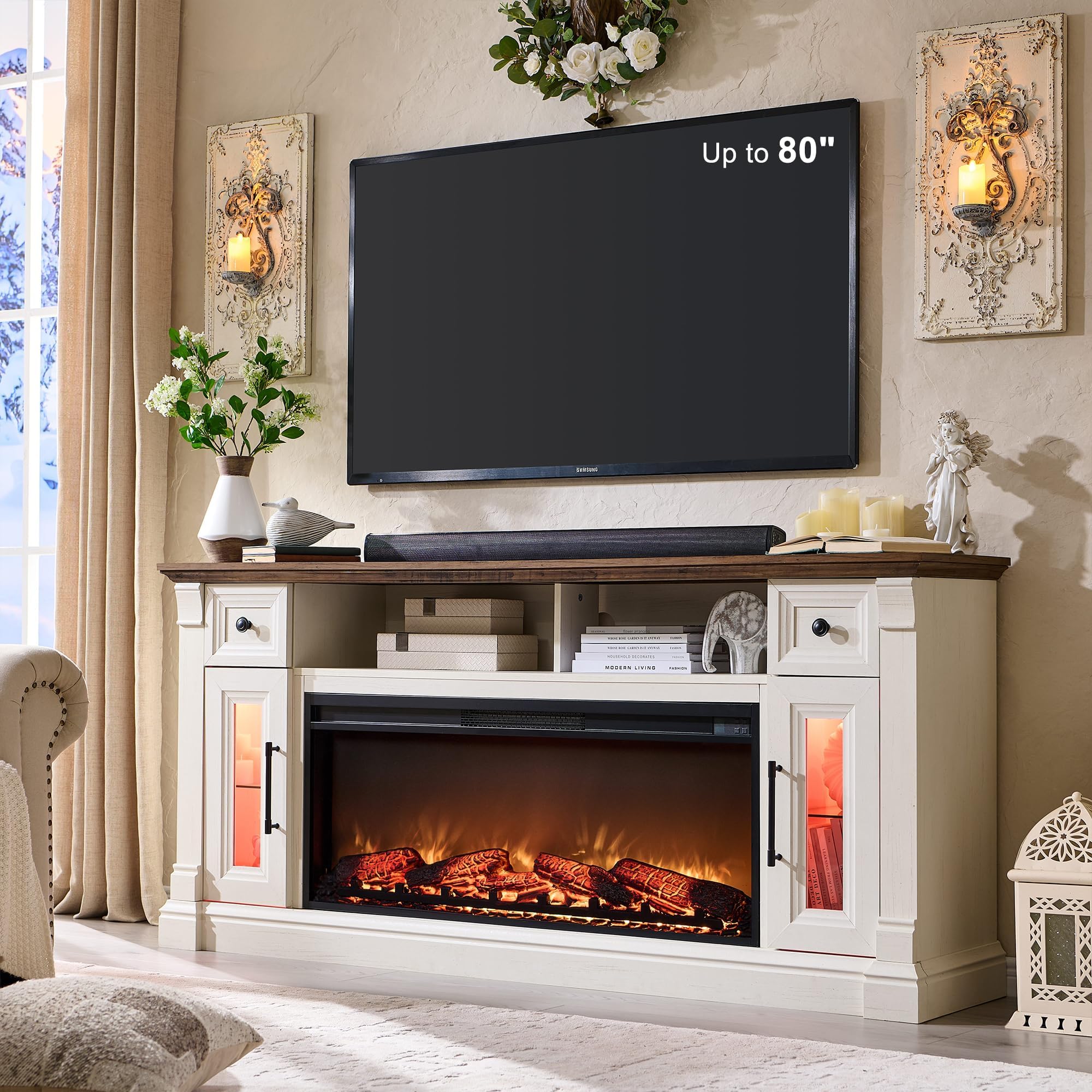 Amazon.com: JXQTLINGMU Fireplace TV Stand with 36" Electric Fireplace ...