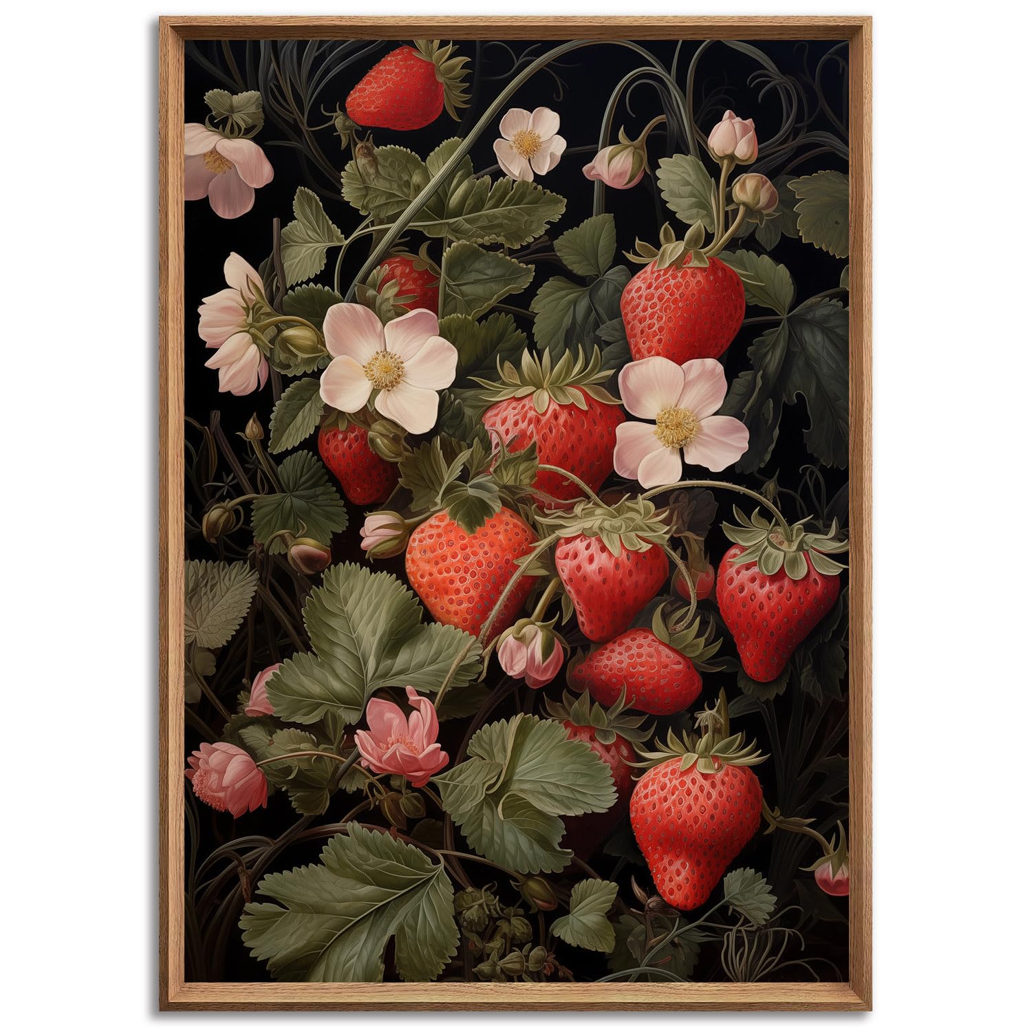 Amazon.com: JCSMHVLA Vintage Strawberry Wall Art Print Dark Flower ...