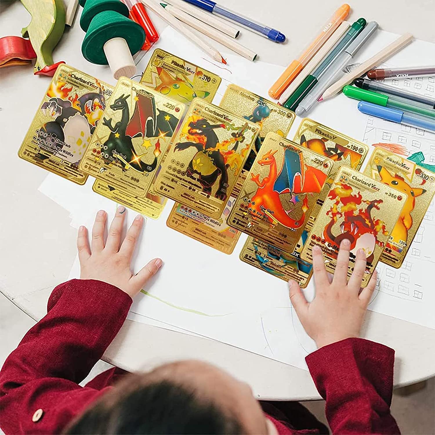 Buy 55 Pcs Gold Foil TCG Deck Assorted Cards DX GX Rare Cards V Series ...