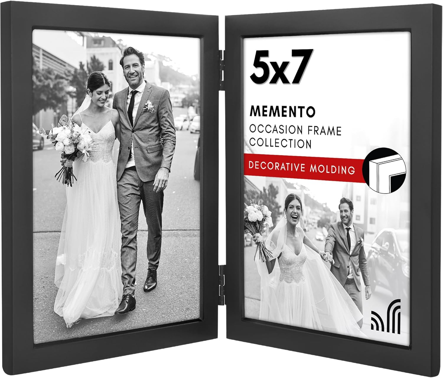 Amazon.com: Americanflat Hinged 5x7 Picture Frame with Wide, Beveled ...