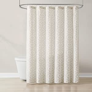Lush Decor - Shower Curtain, Textured Linen Design, Delicate Floral Bathroom Decor (Doreen ...